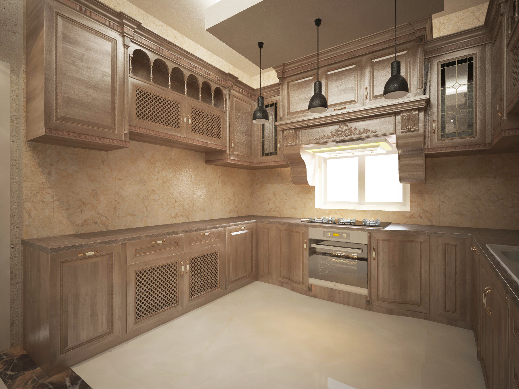 ArtStation - Kitchen-Neoclassical style-Private villa-Bayan-Hawaly-Kuwait