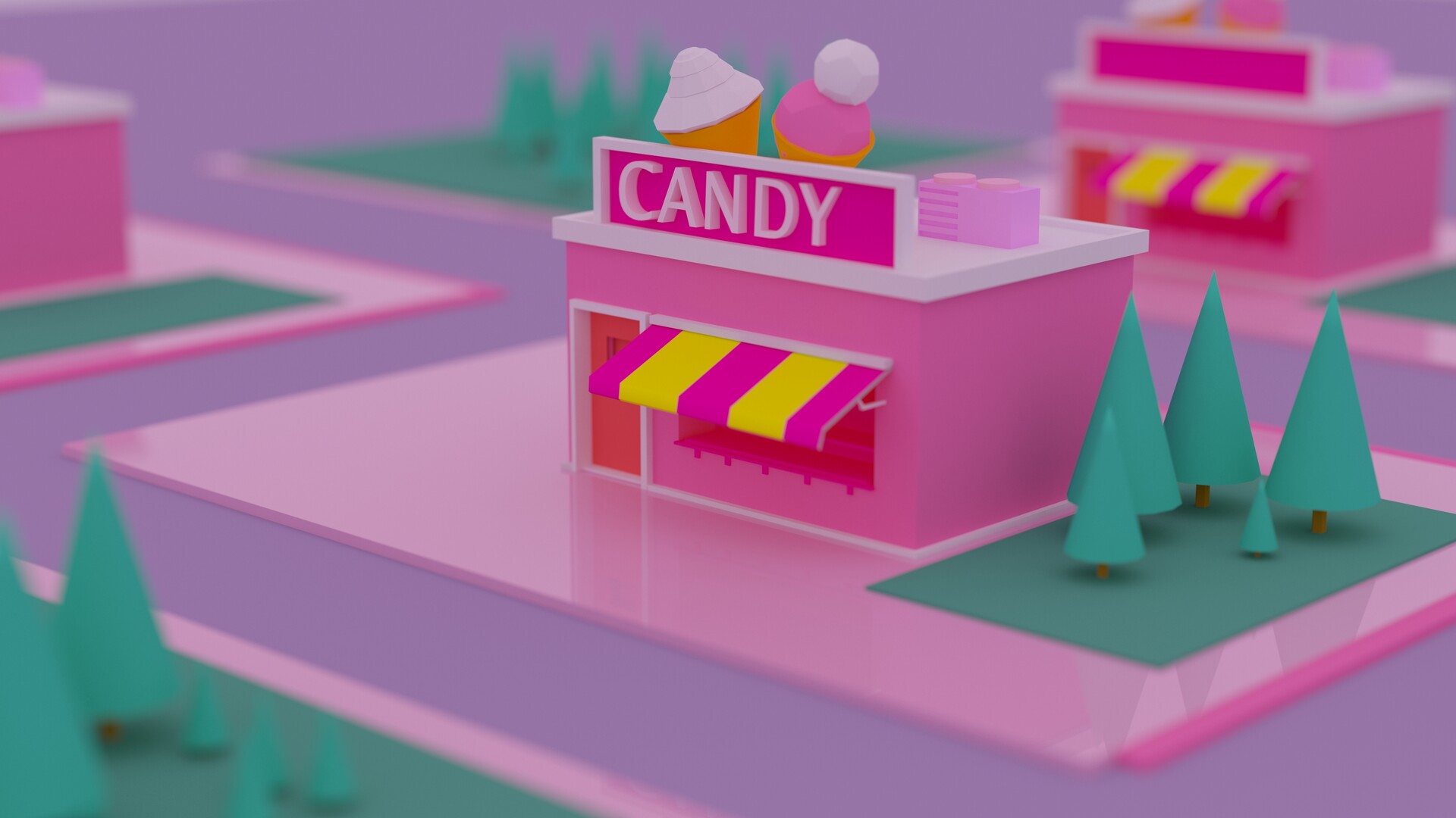 ArtStation - candy shop (low poly)