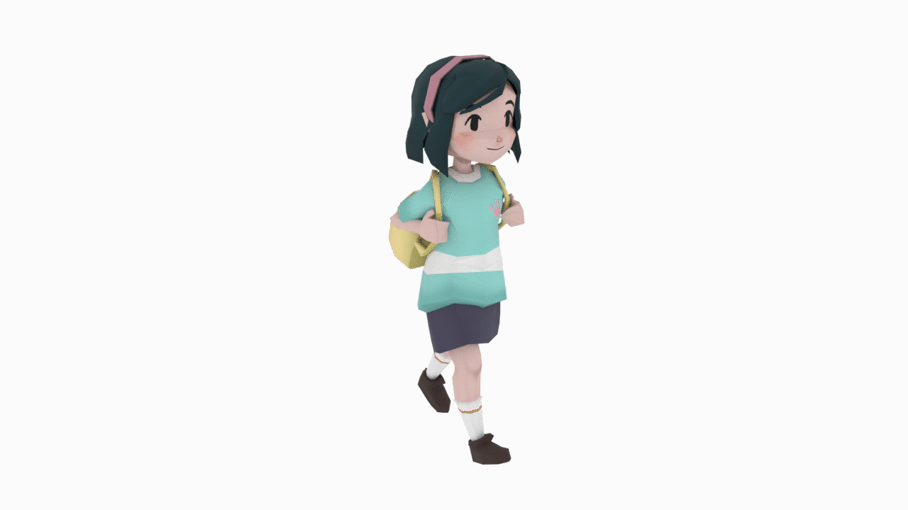 Girl Walking To School Cartoon