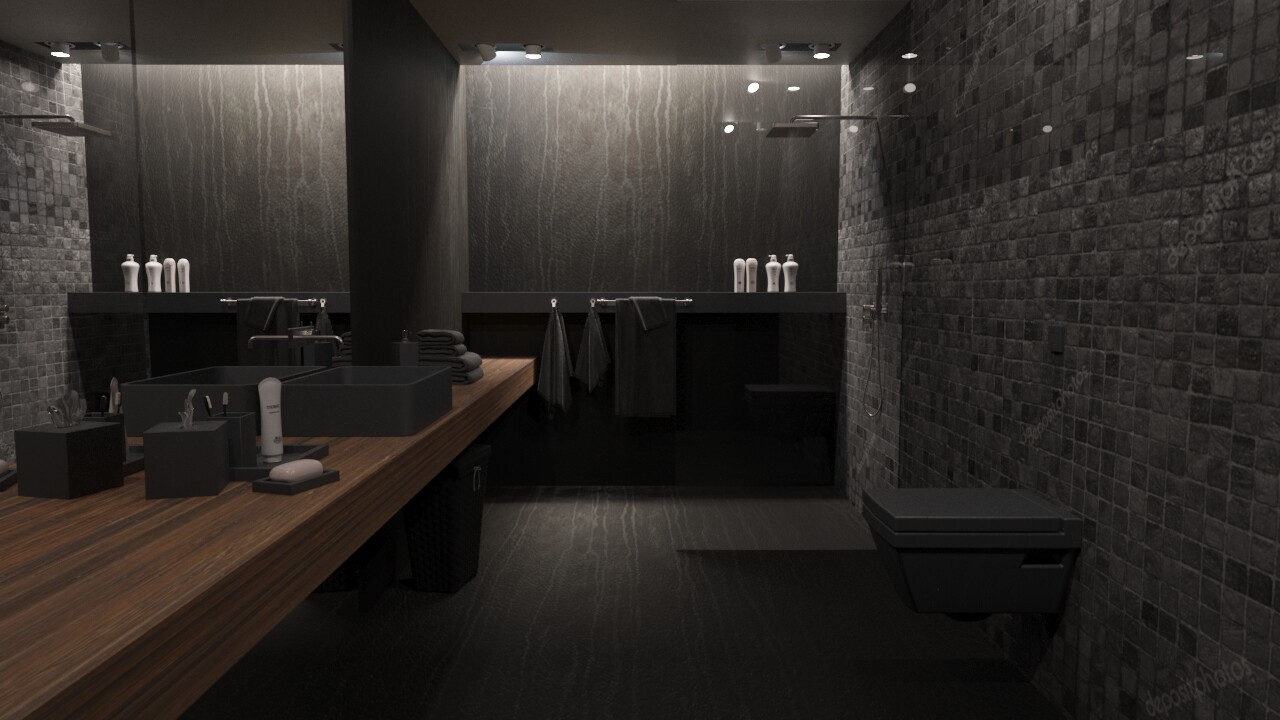 ArtStation - Dark Bathroom Render