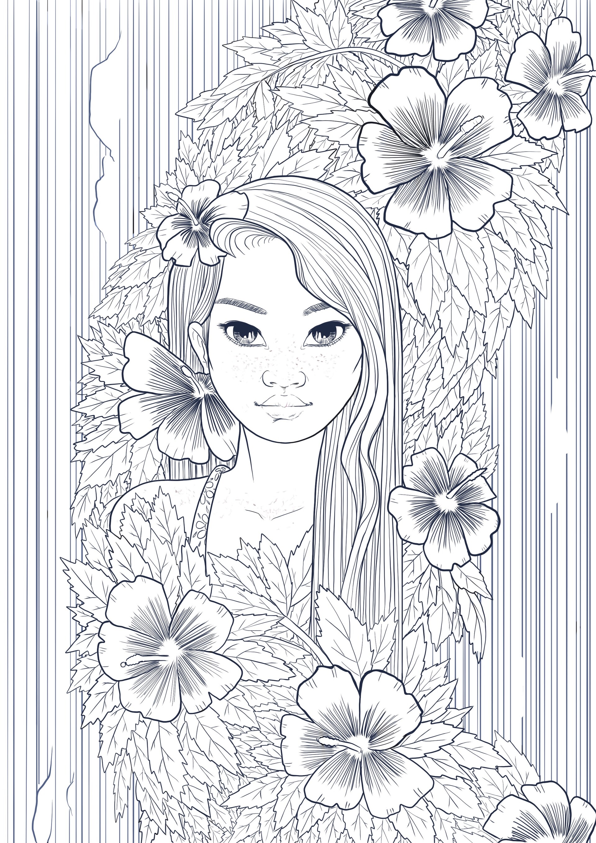 hawaiian girl coloring pages