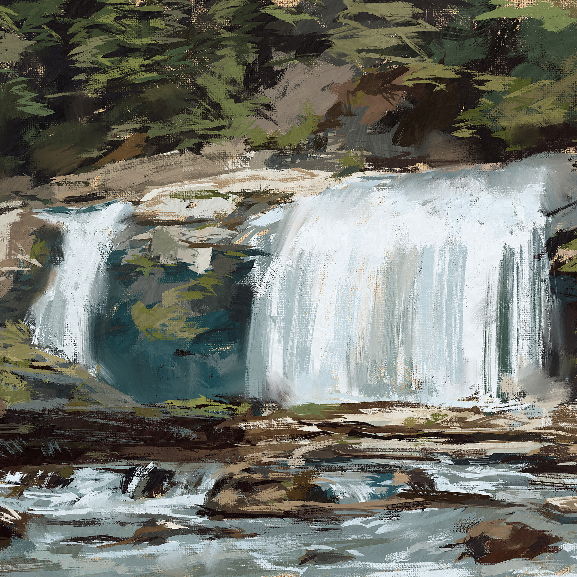 ArtStation - Waterfall Scene