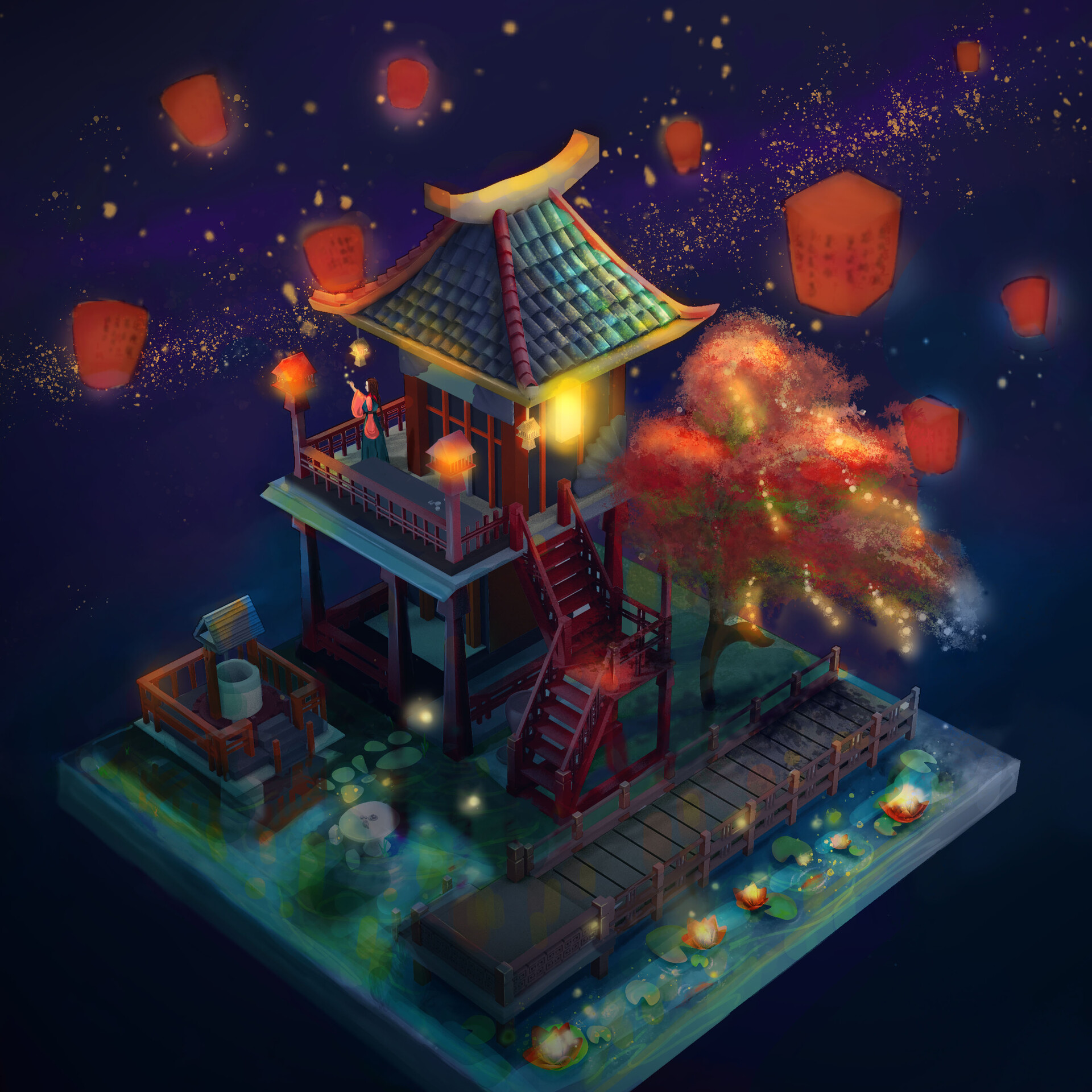 ArtStation - Isometric House digital painting