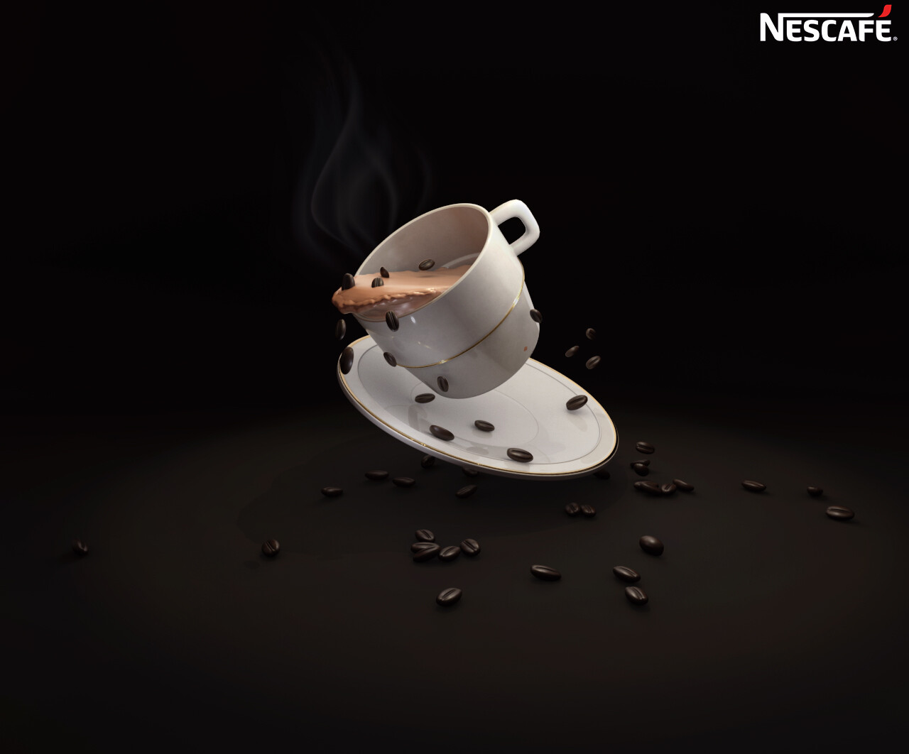 ArtStation - Falling Coffee cup 3d visualisation