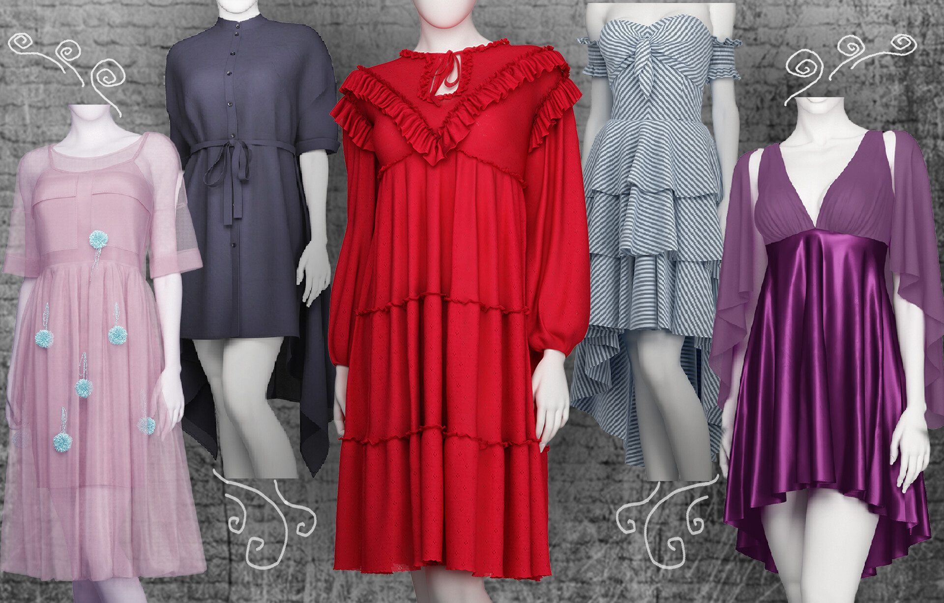 ArtStation - realistic clothes: tops bottoms dresses