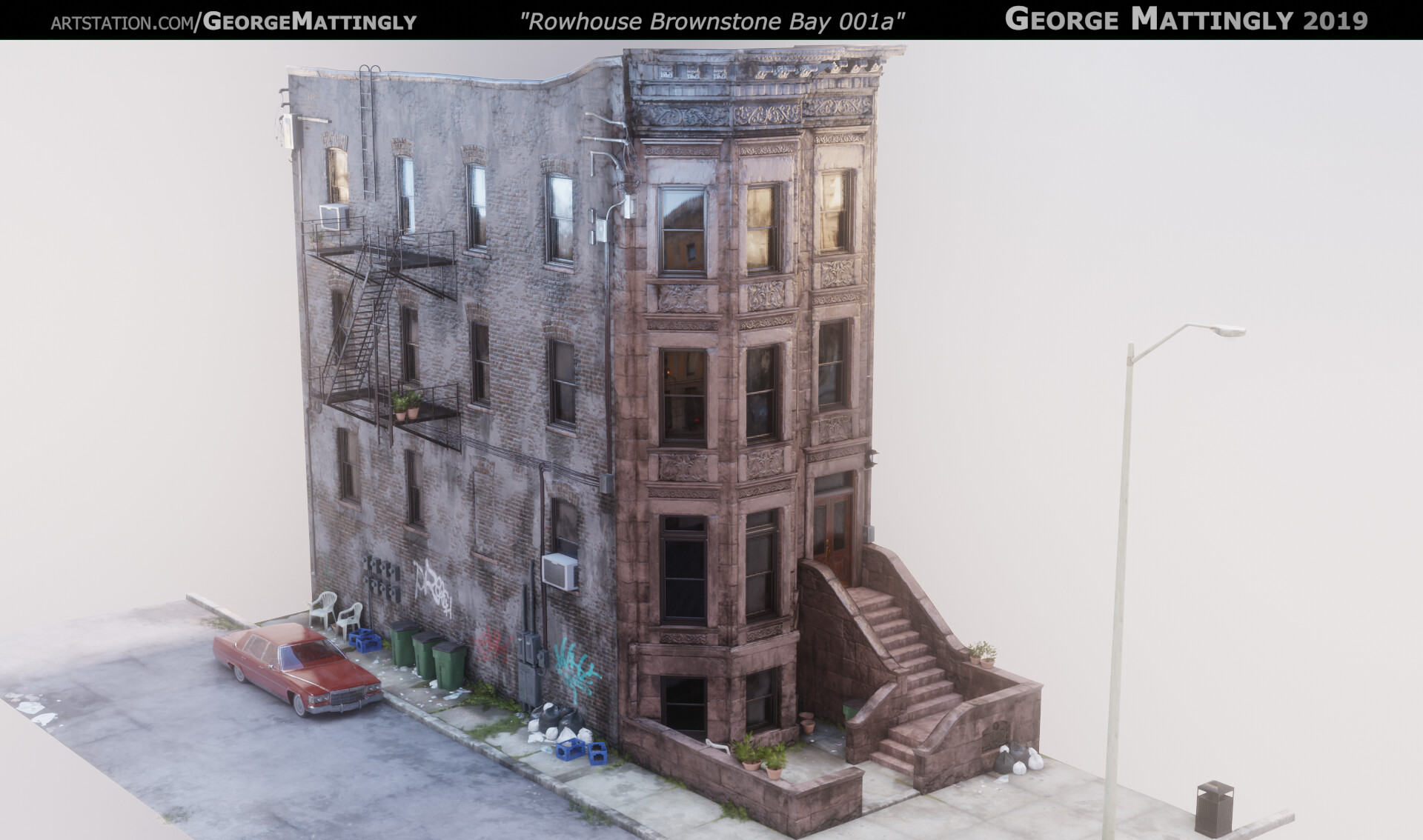 ArtStation - Environment Asset: Brownstone, Bay Window (Low-Poly, Real ...