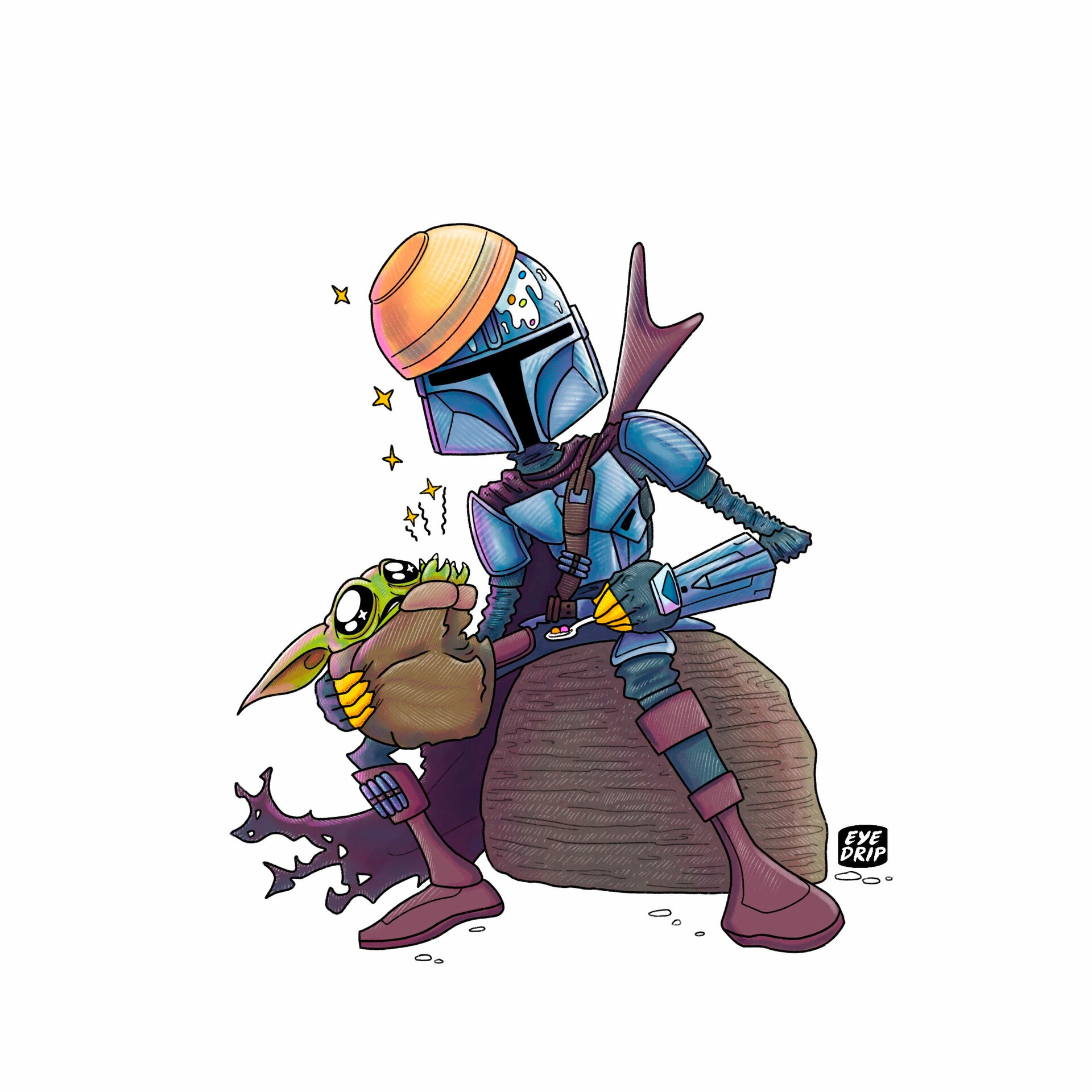 ArtStation - Mandalorian and Child on the Rocks