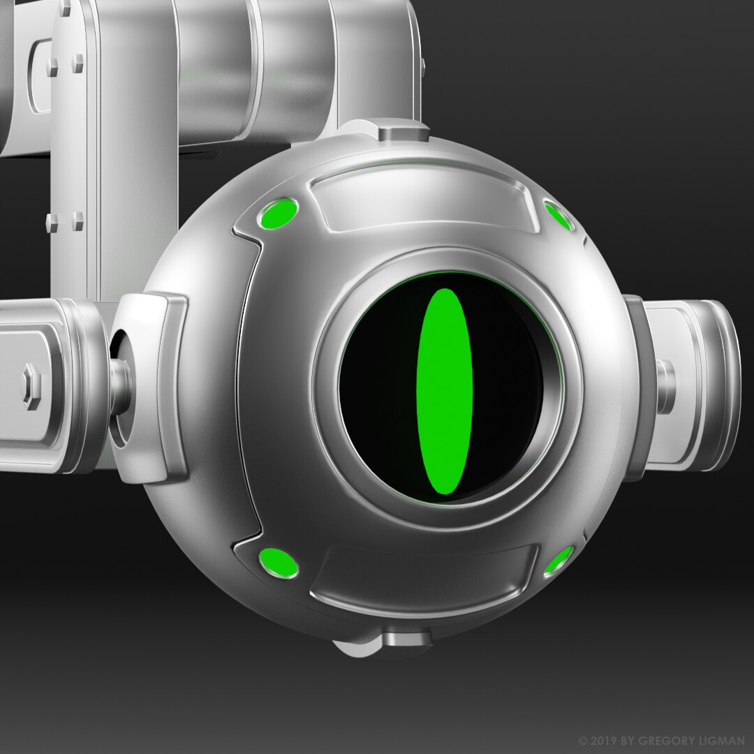 Gregory Ligman - Robot Security Eye - Character Design Sheet