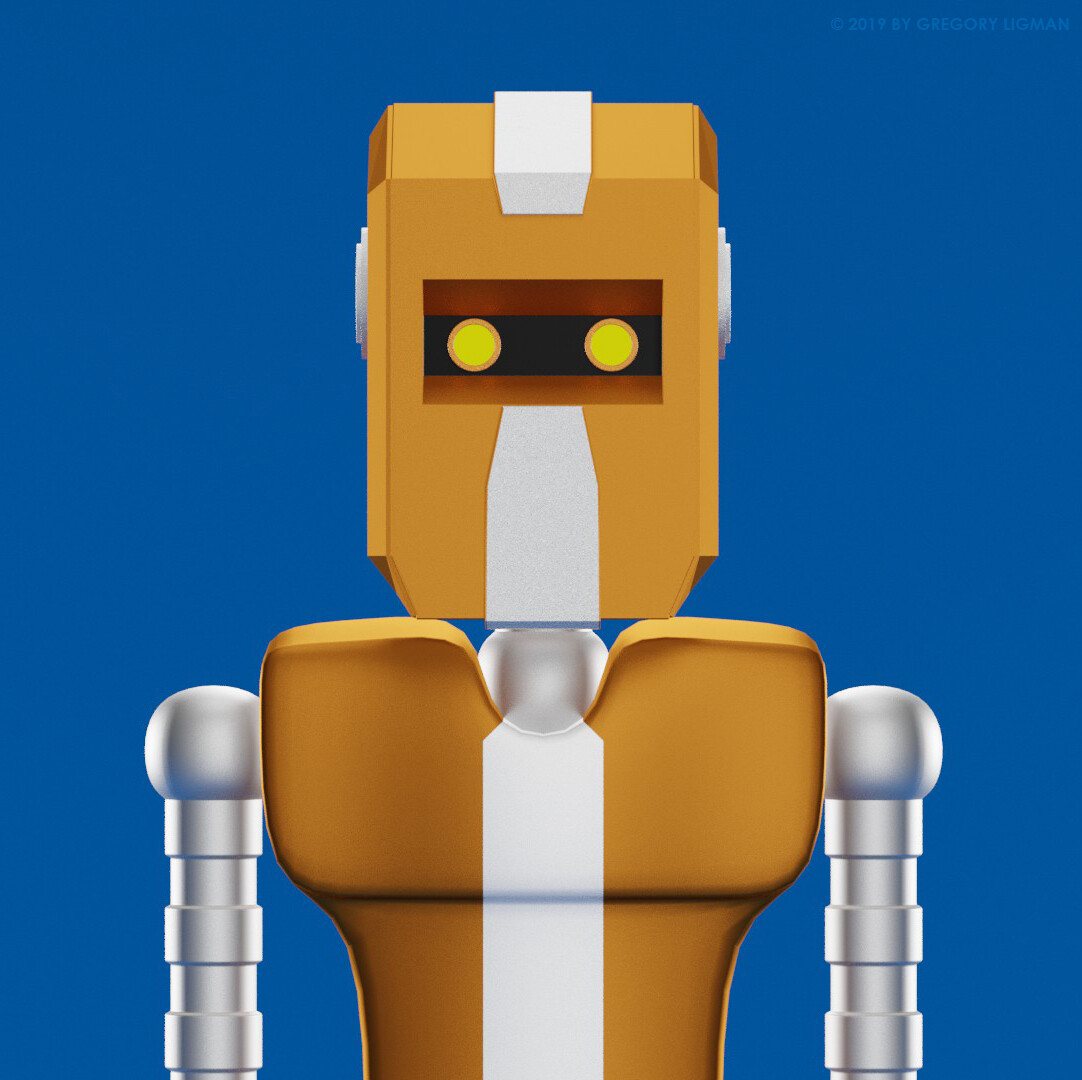 Gregory Ligman - Humanoid Robot - Character Design Sheet