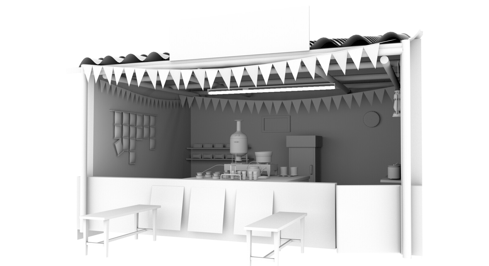 Nandakumar Krishnan - 3D set of a local tea shop in India