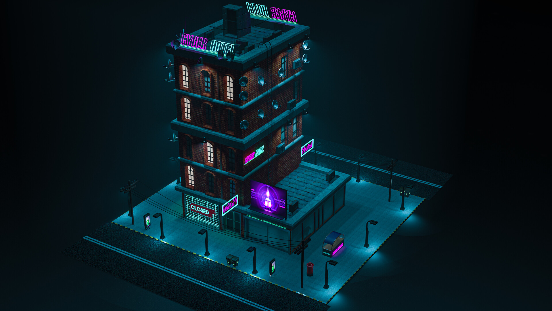ArtStation - Cyber City hood (Game assets)