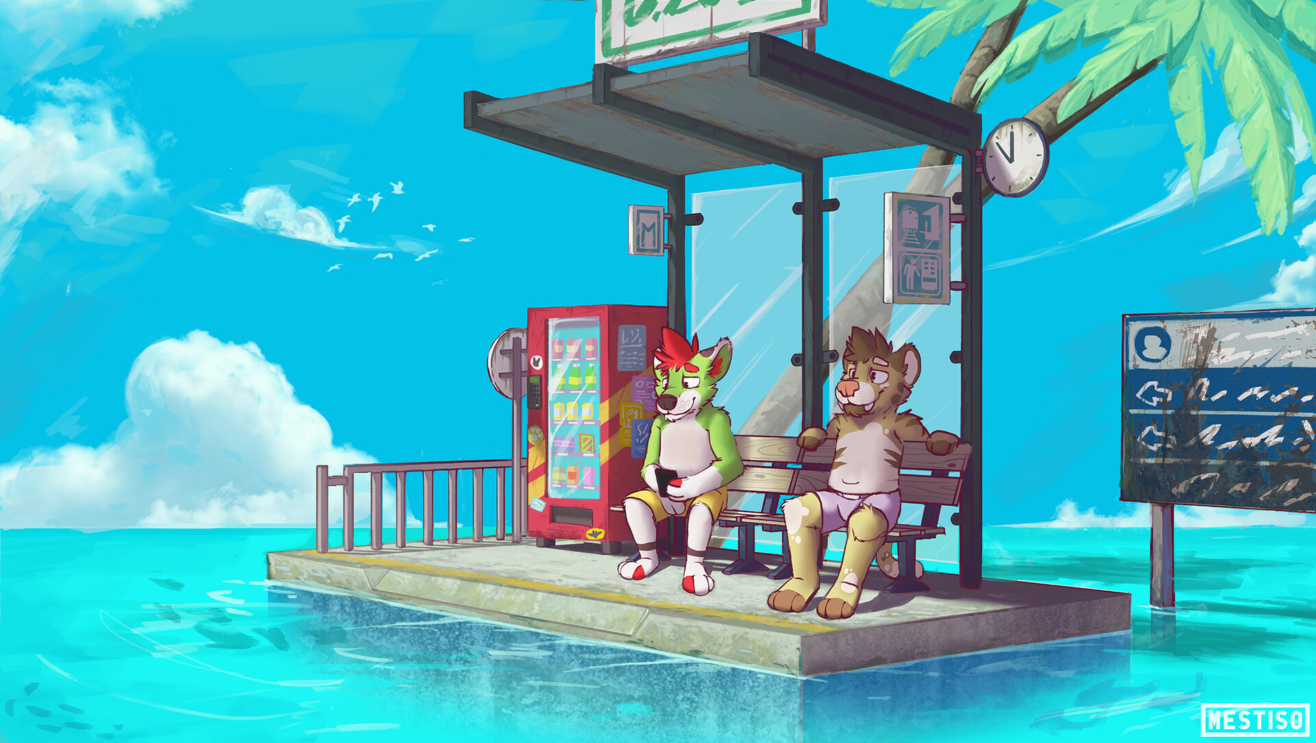 ArtStation - tropical bus stop