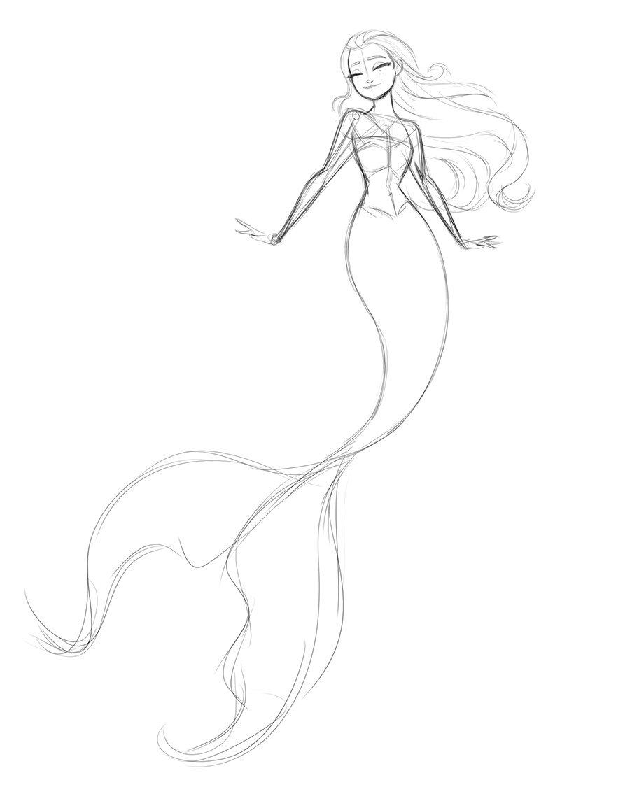 how to draw elsa mermaid