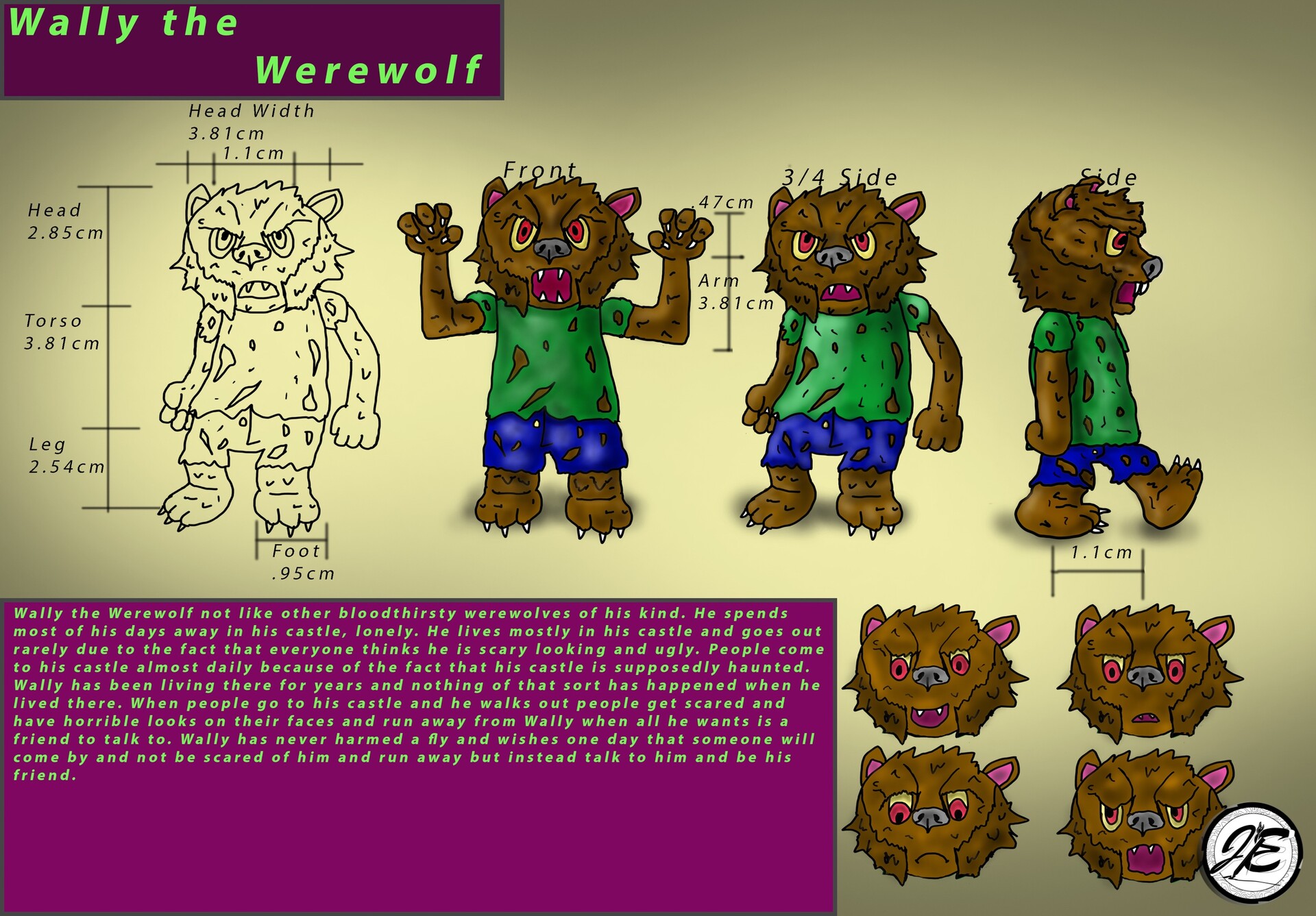ArtStation - Wally The Werewolf pose/expression sheet