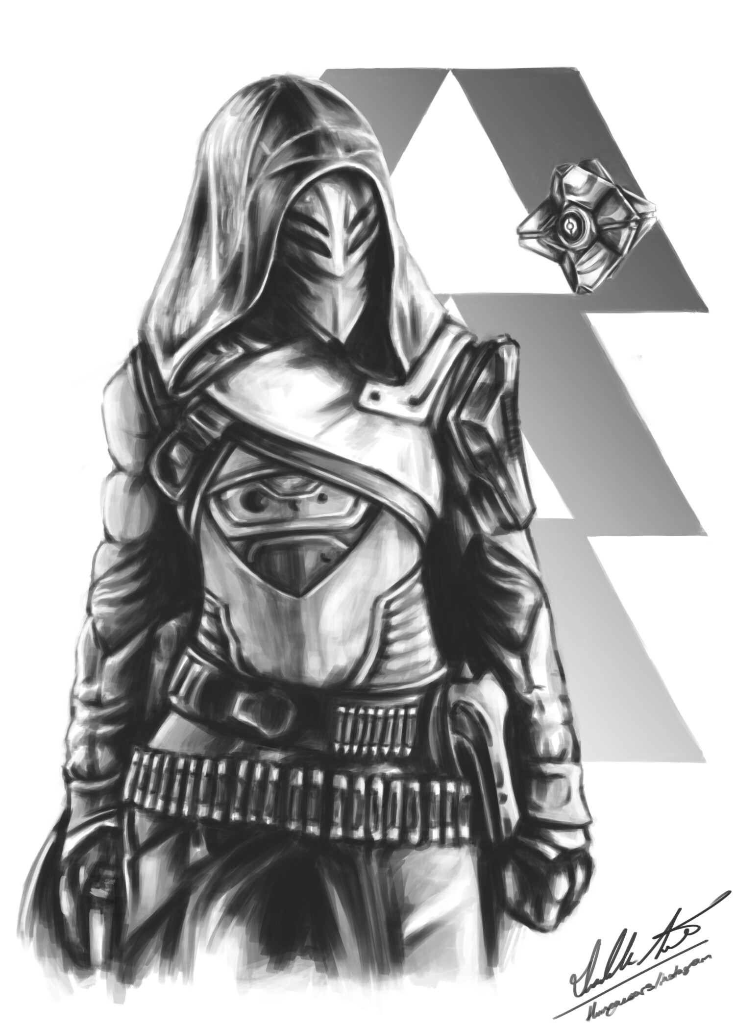 ArtStation - Destiny Hunter (B&W)