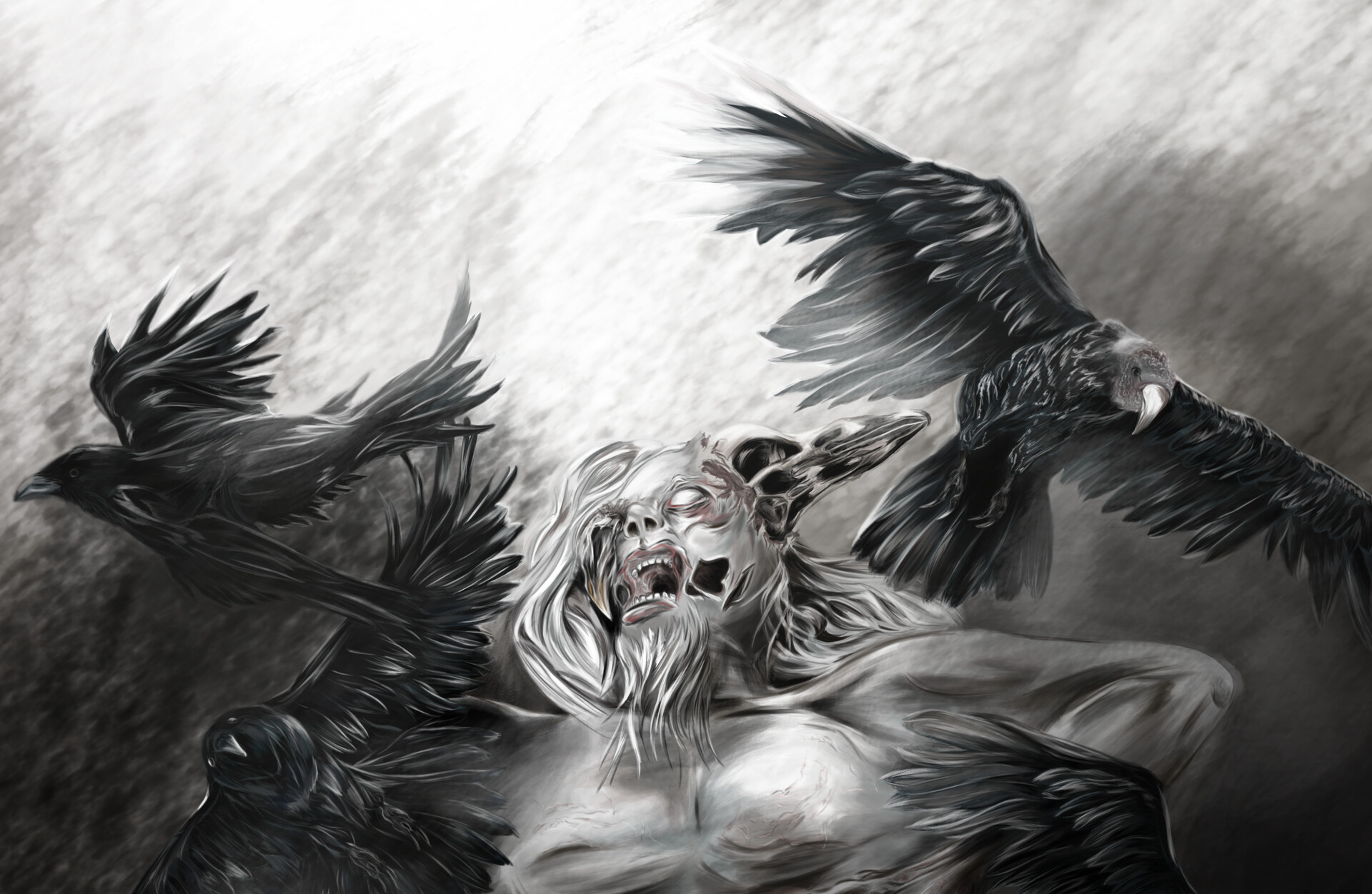 Ola Meghoma - Volker "Nightmare" painting (Among Monsters project)