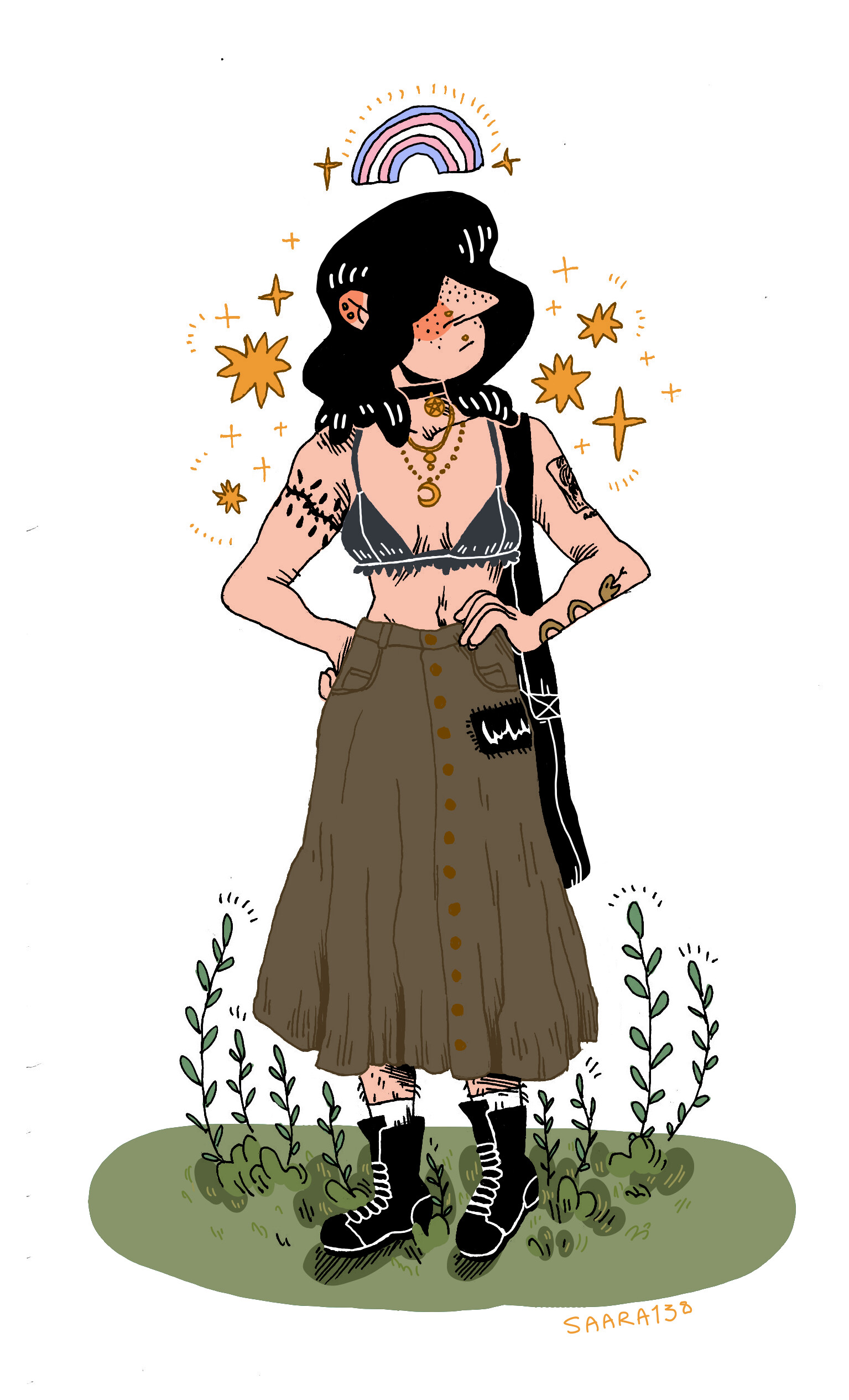 ArtStation - Swamp Gal in sumer goth style, 2019