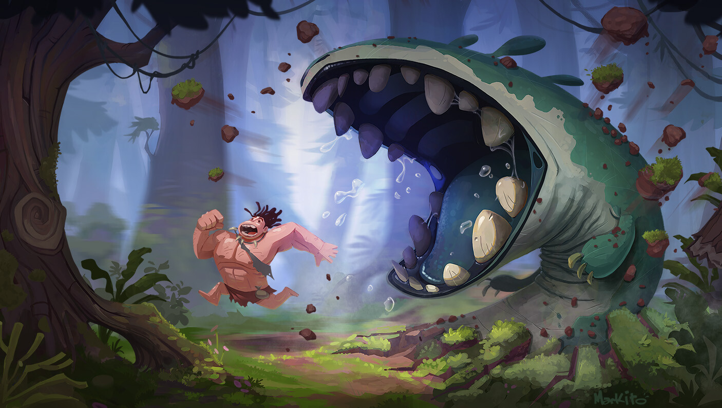 ArtStation - Run away neanderthal man!