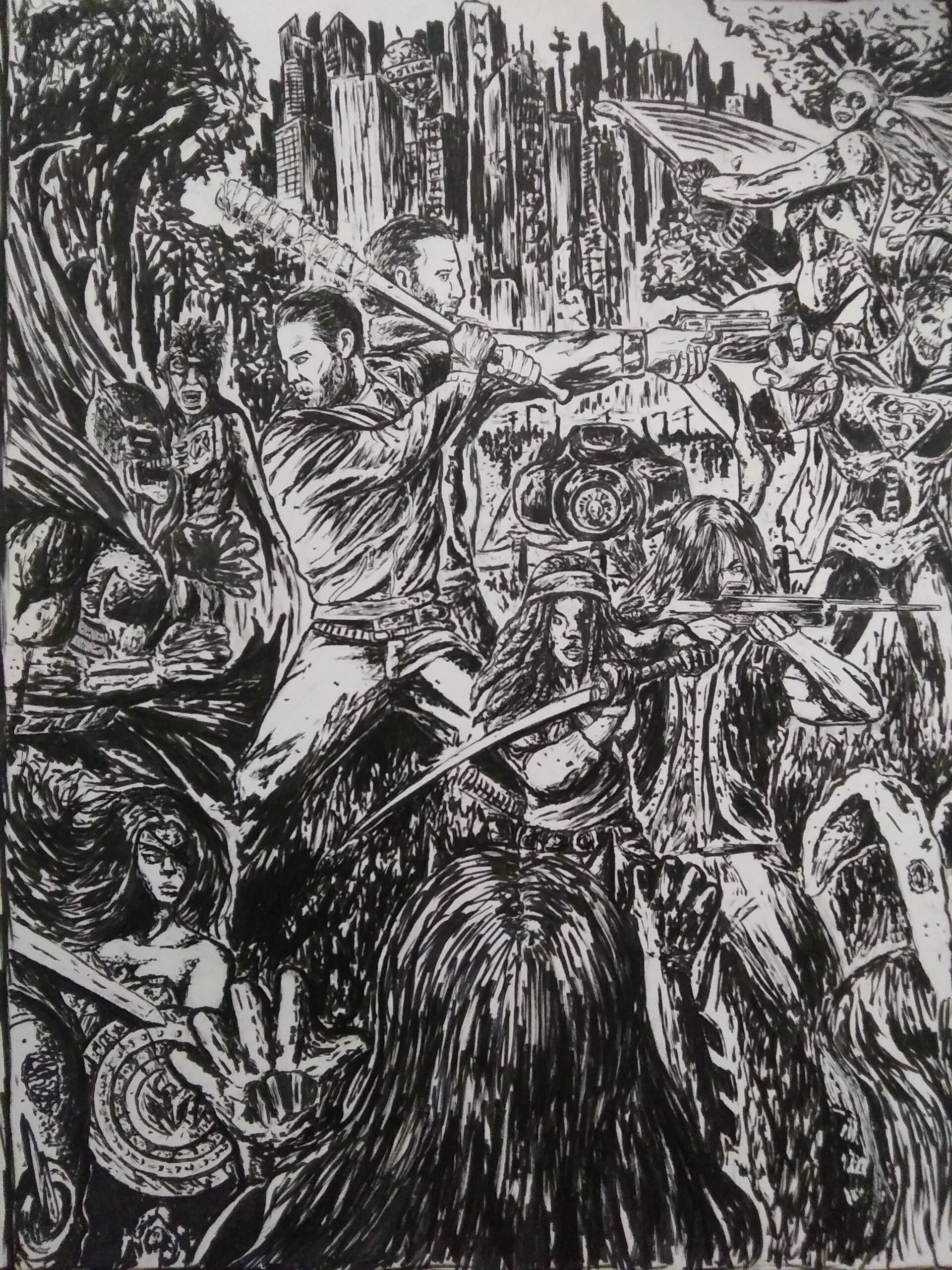 ArtStation - Ink work fan art mash up