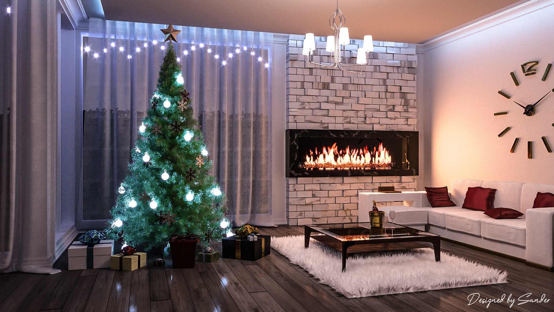 ArtStation - Christmas night interior