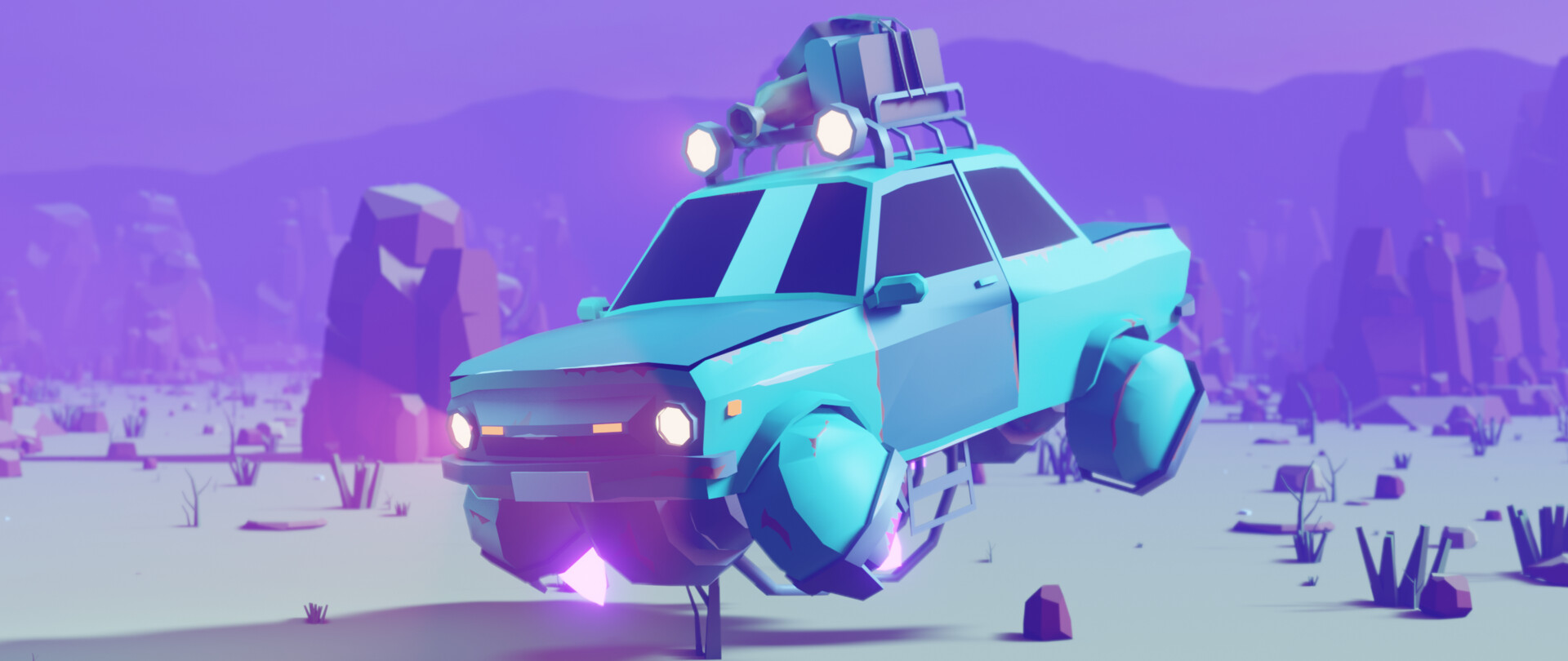 Anton Pushin - Retrowave-styled car animation