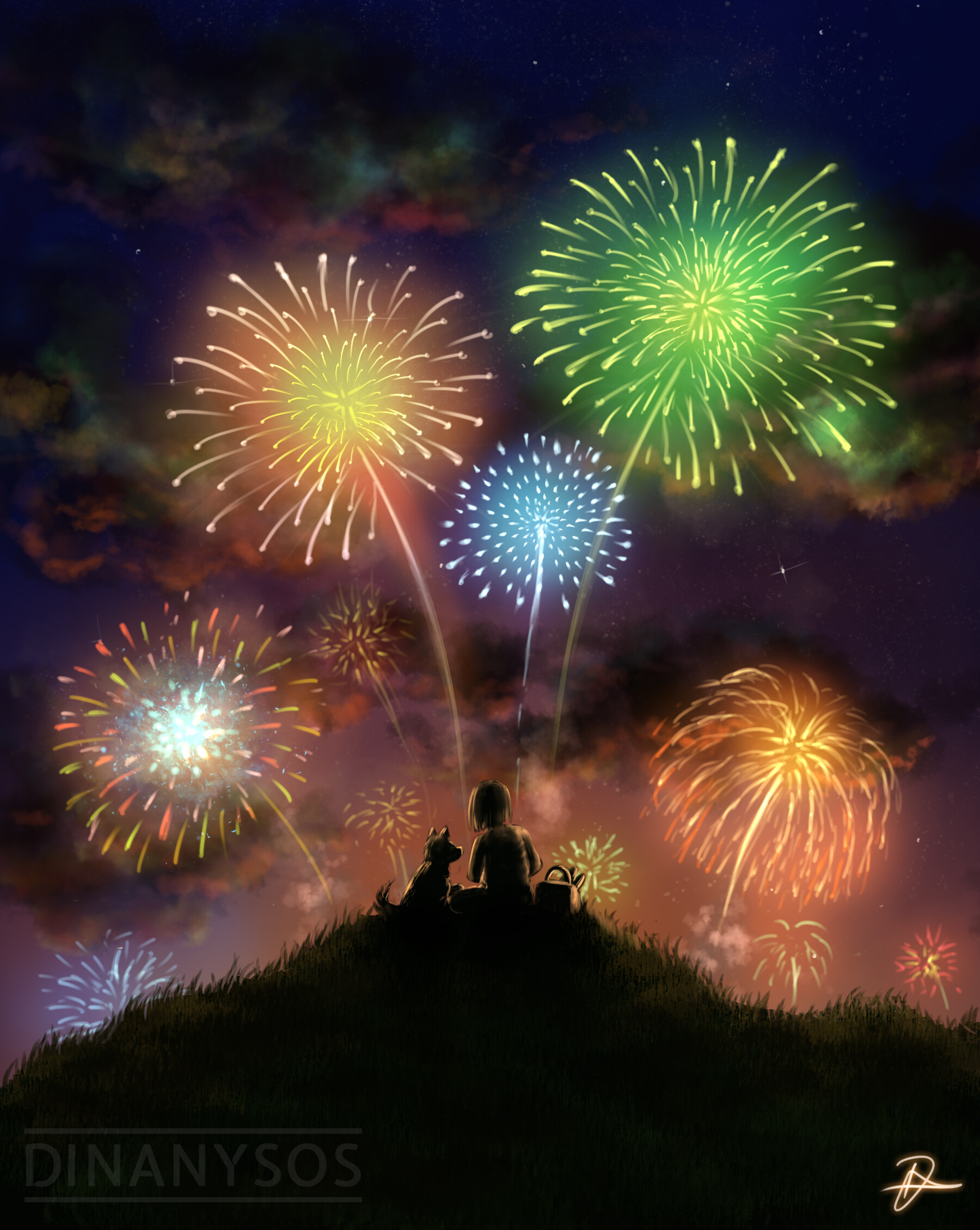 how to draw fireworks digital