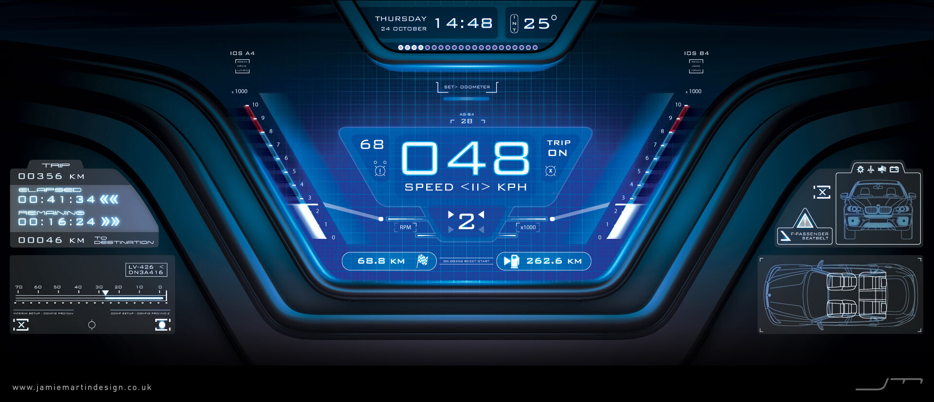 futuristic car speedometer