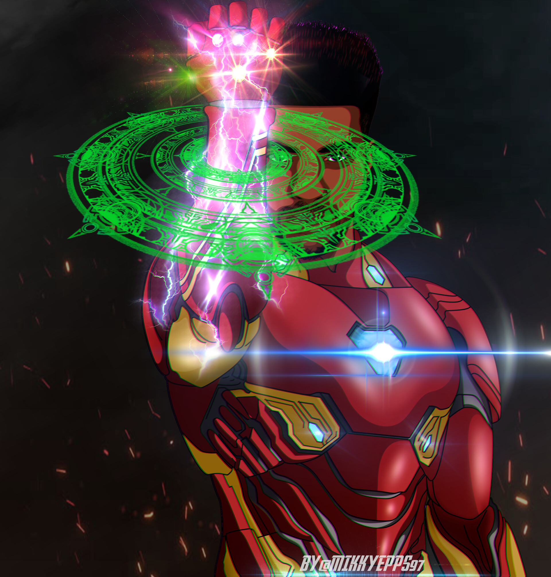 how to draw iron man infinity gauntlet