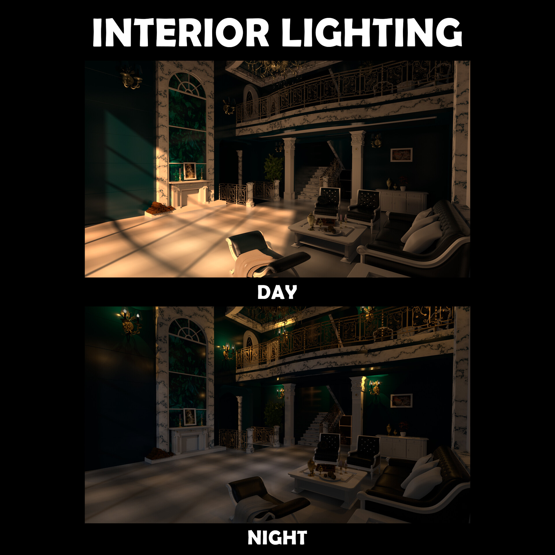 ArtStation - INTERIOR LIGHTING DAY AND NIGHT