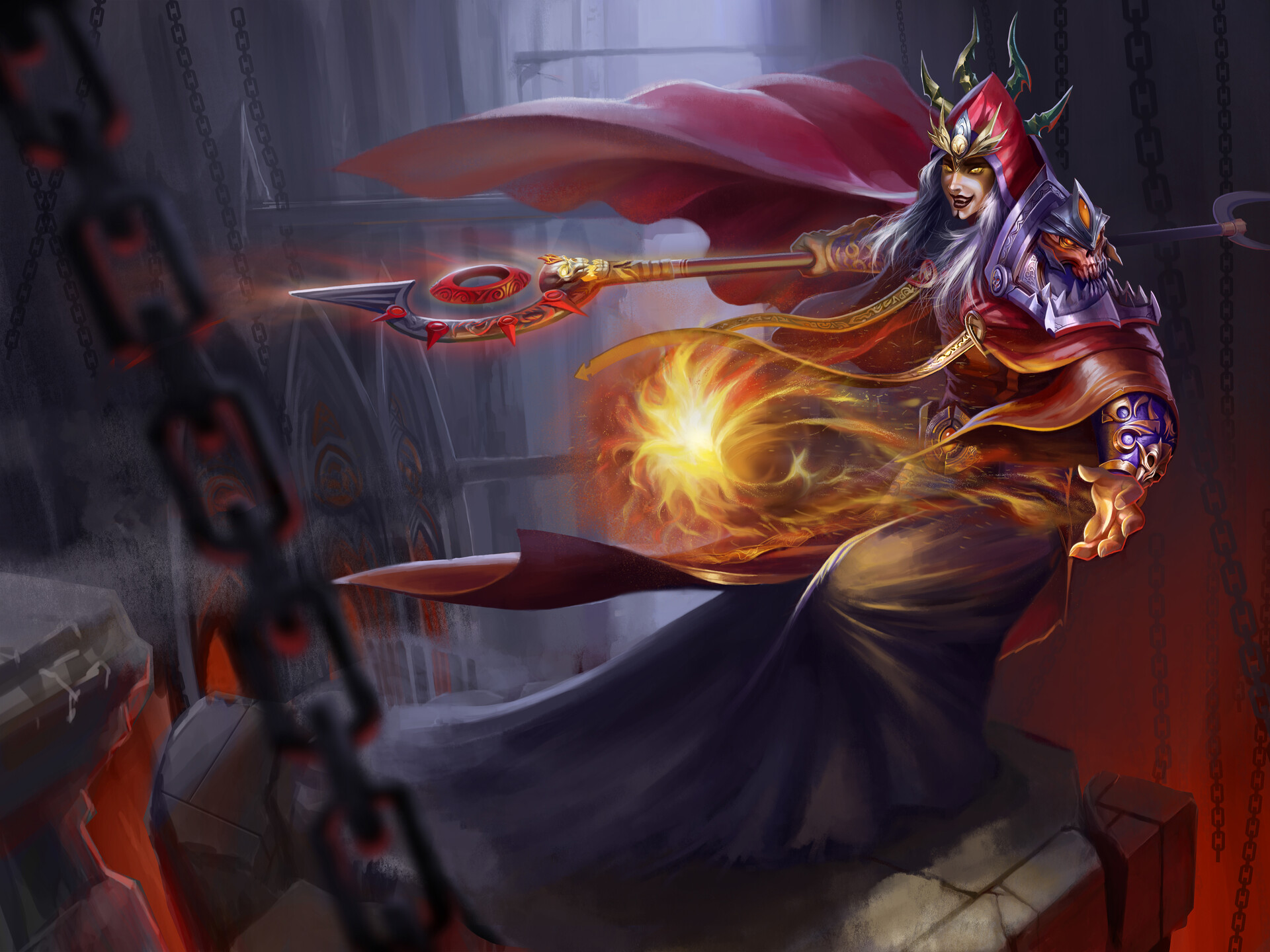 ArtStation - Pyromancer An elegant and evil Fire Mage, he burns ...