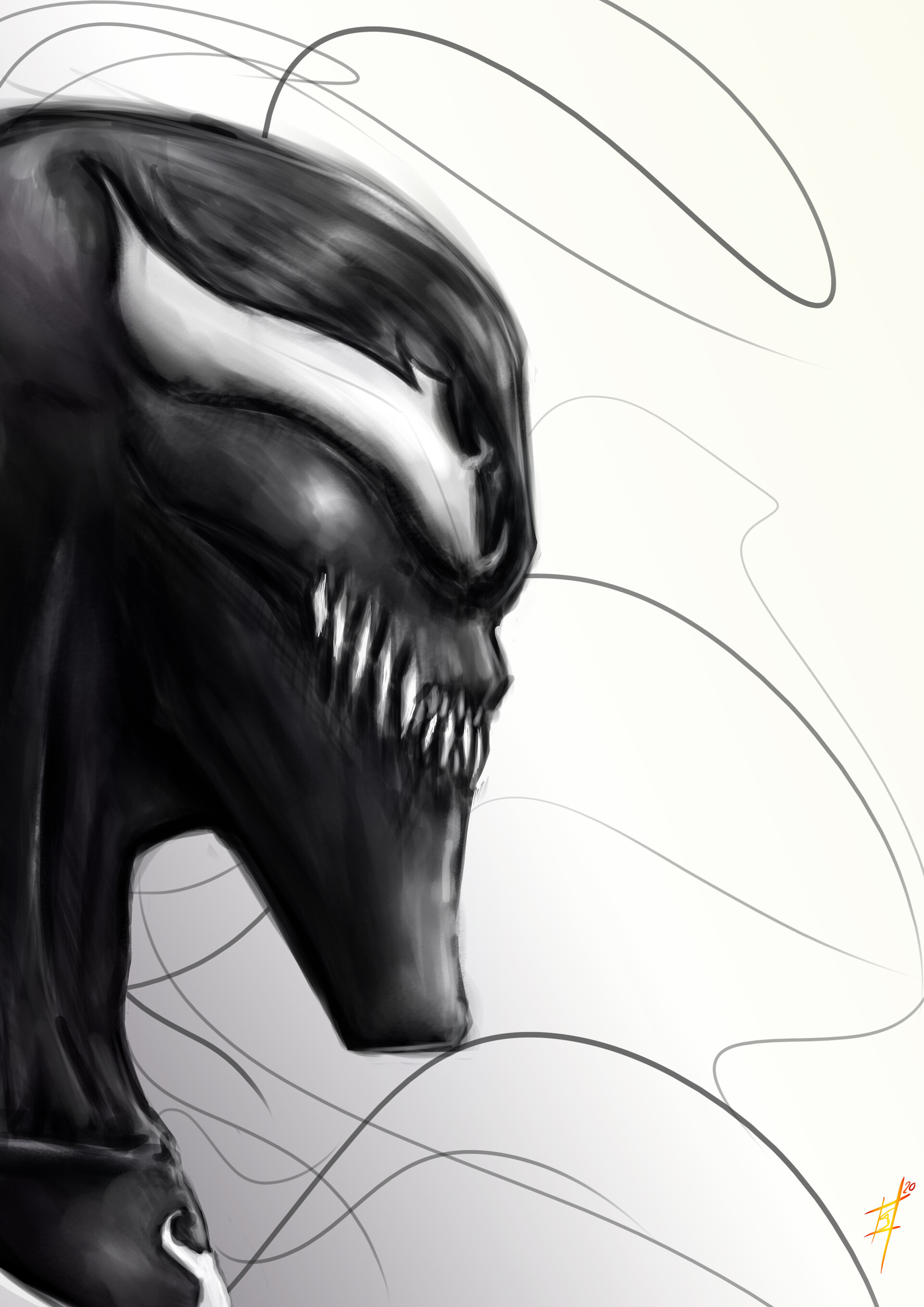 venom side face drawing
