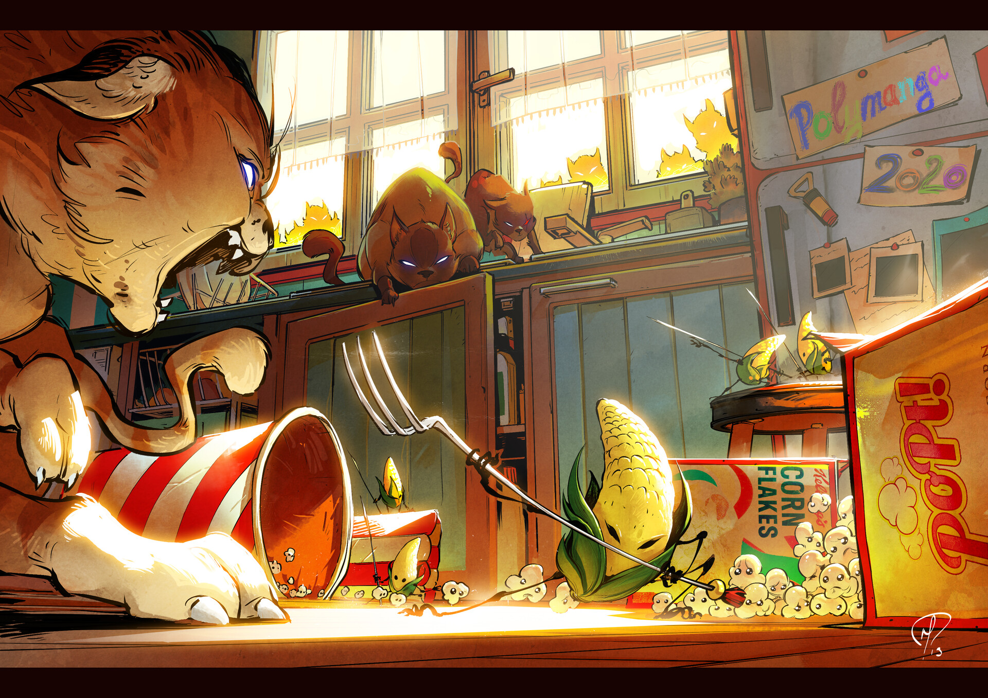 ArtStation - Cats VS Pop Corn
