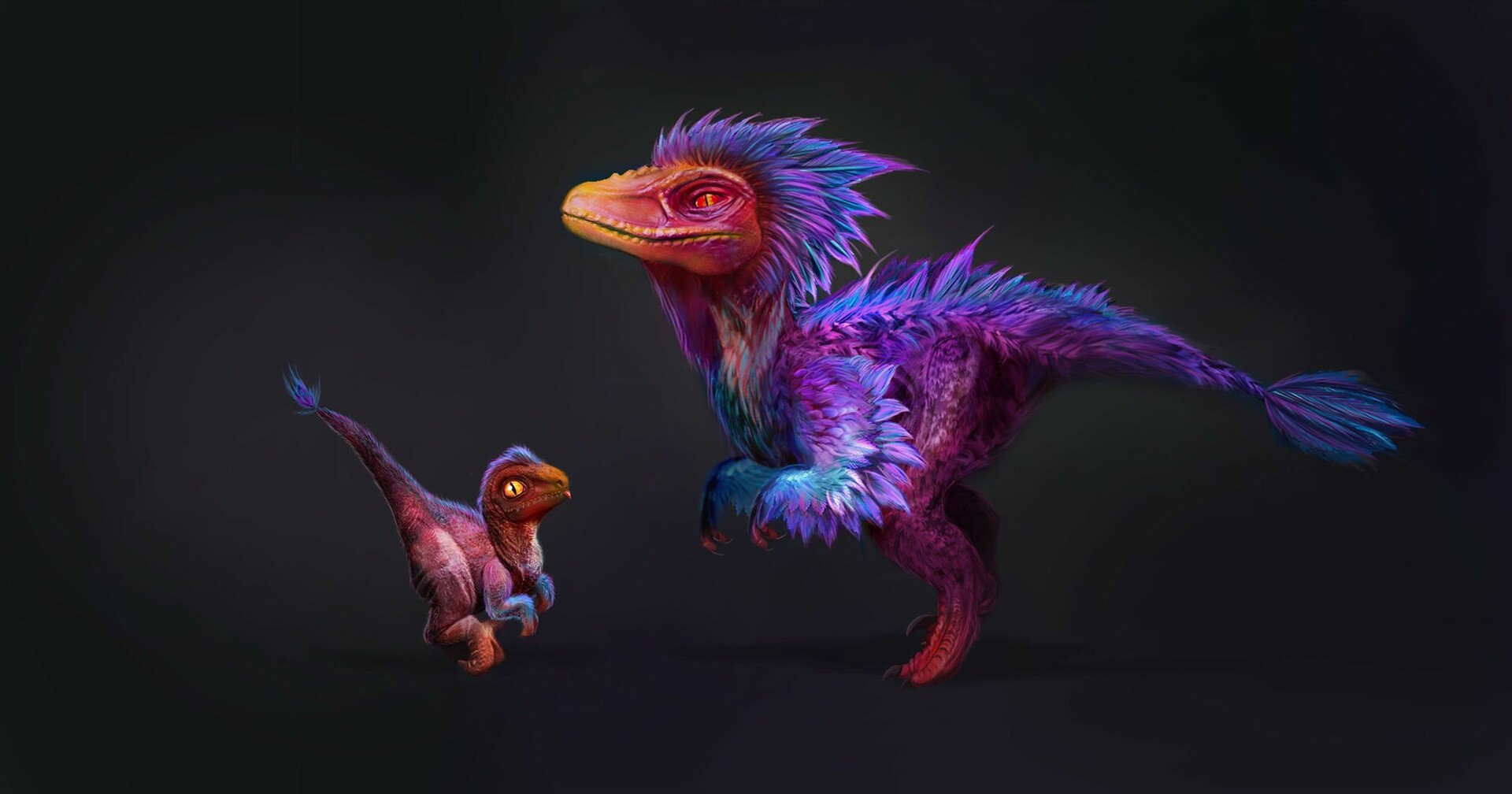ArtStation - Adult & Baby Raptor