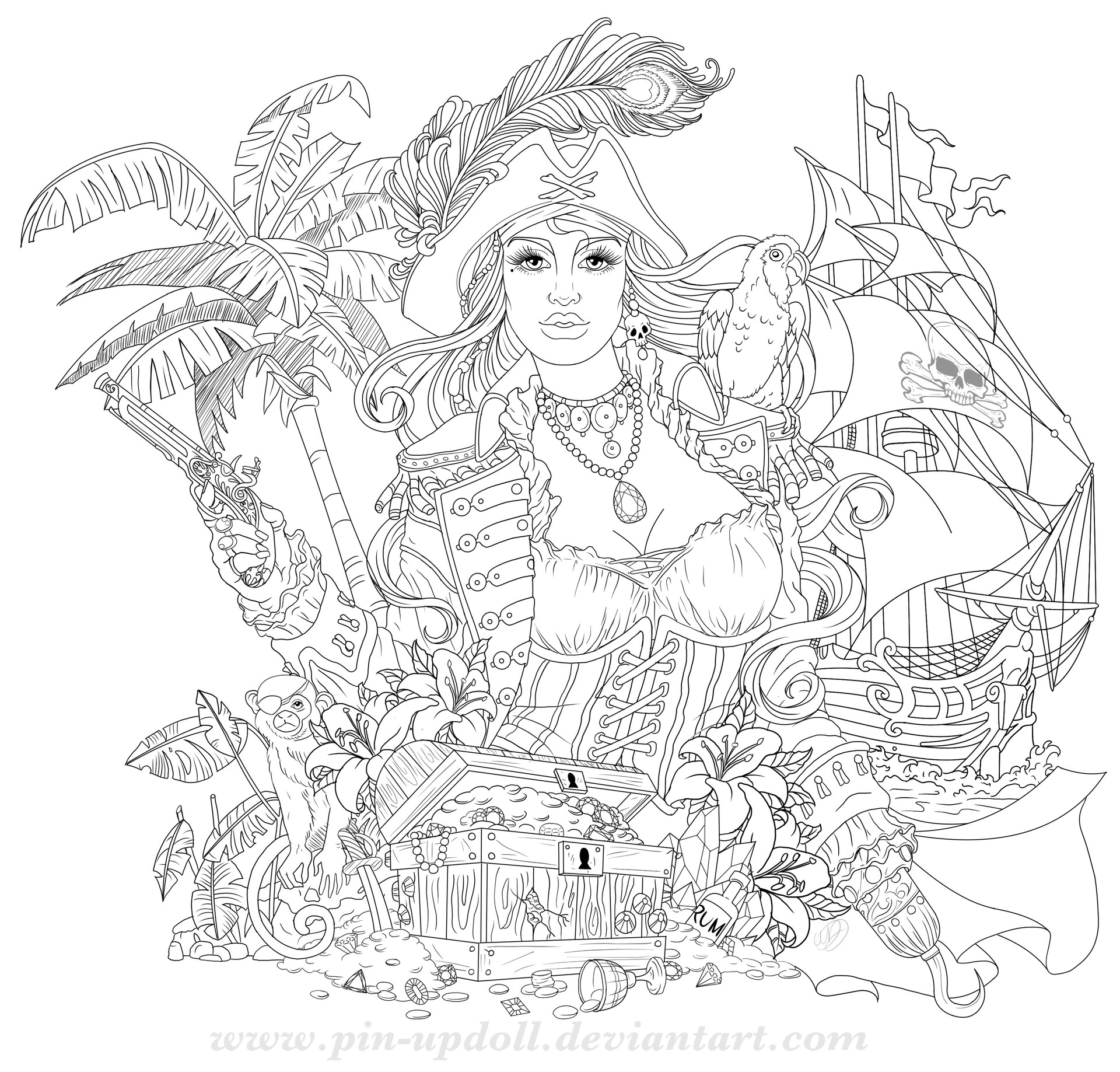 Pirate Pin Up Drawing