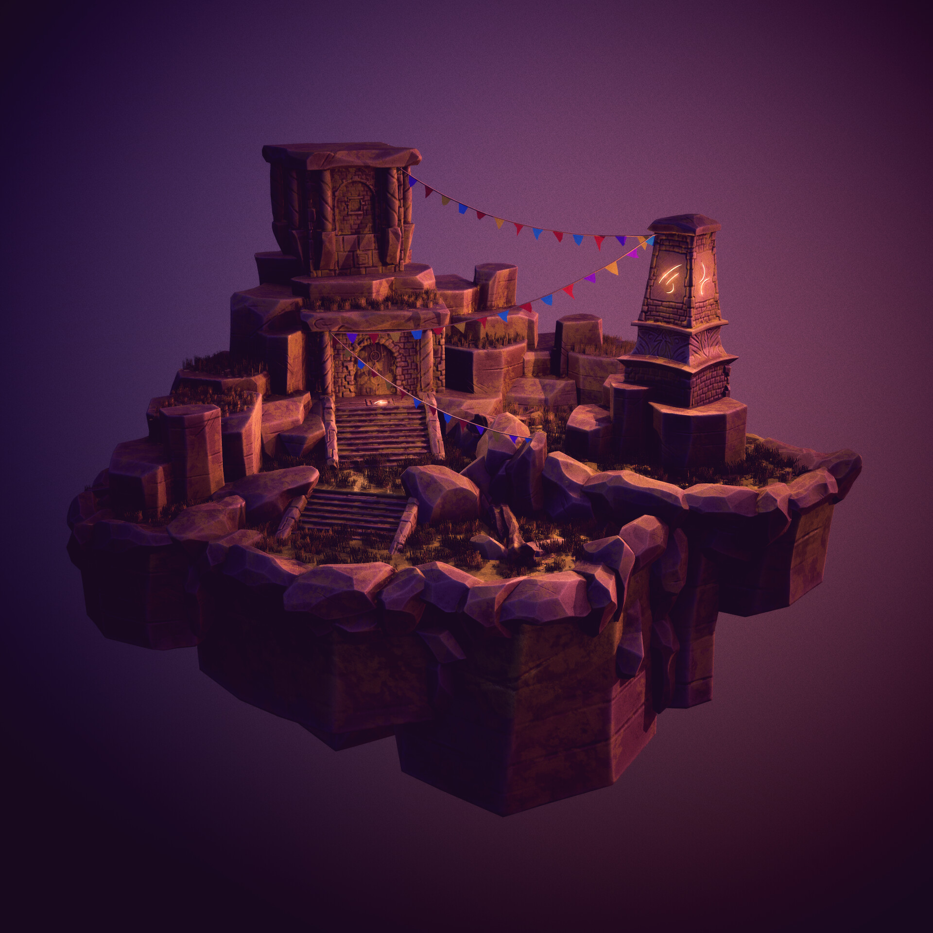 ArtStation - Stylised Temple Diorama