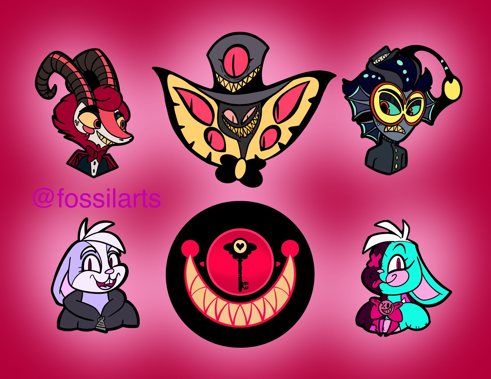 Dan Draws - Concept art for hazbin hotel pins