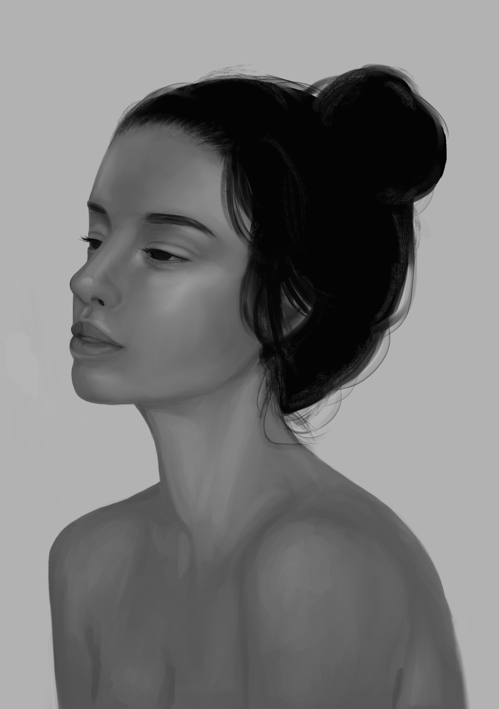 ArtStation - Girl portrait(Gray scale)