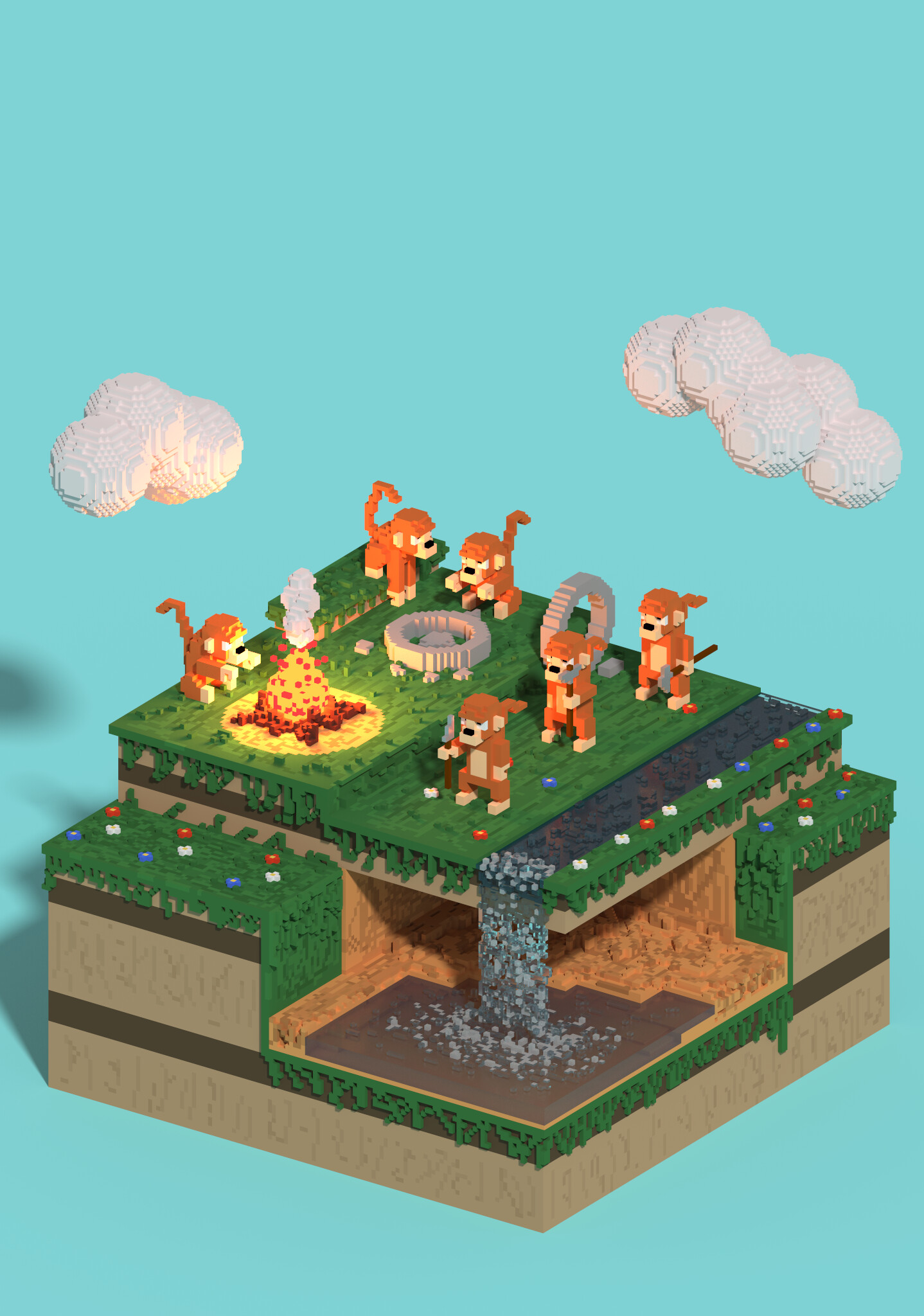 ArtStation - Voxel Monkey Fire