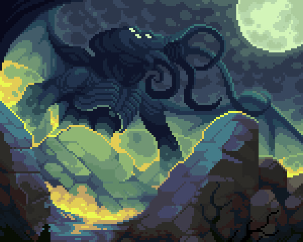 ArtStation - Pixel style try：2020/01/17 克苏鲁Cthulhu