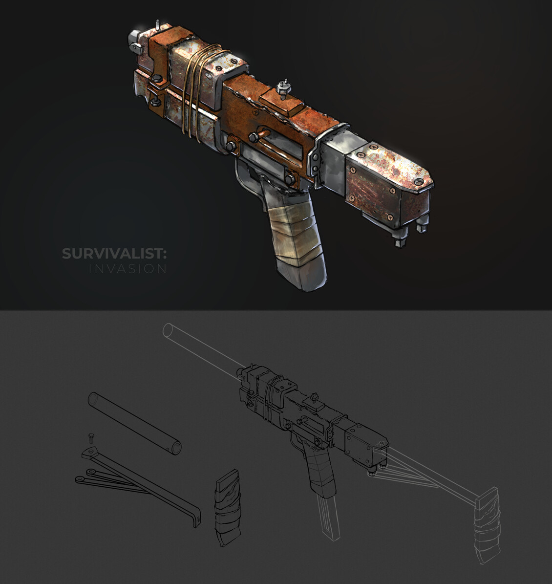 ArtStation - Handmade Submachine gun