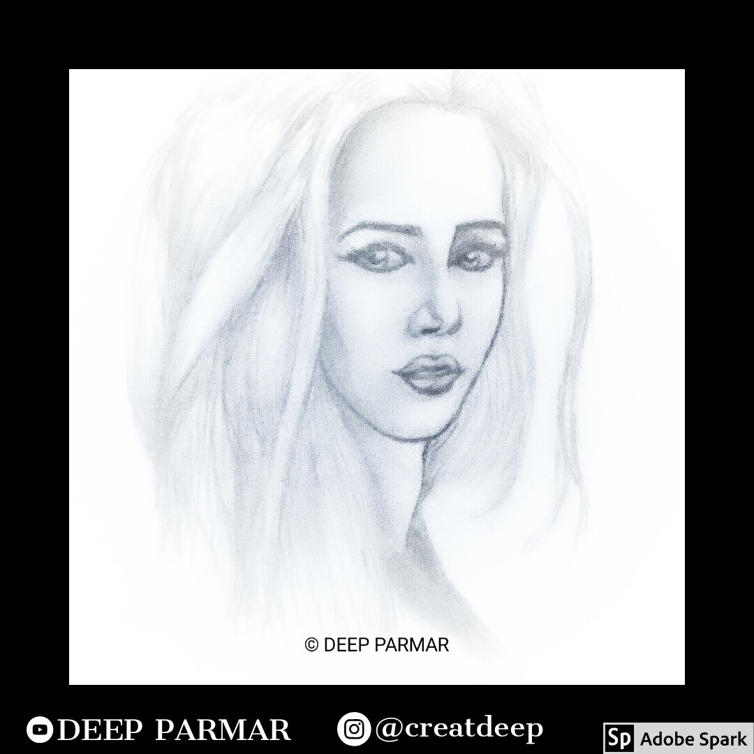 Deep Parmar - Portrait Sketch of Girl 03 - Pencil Sketch No.14 - Deep Parmar