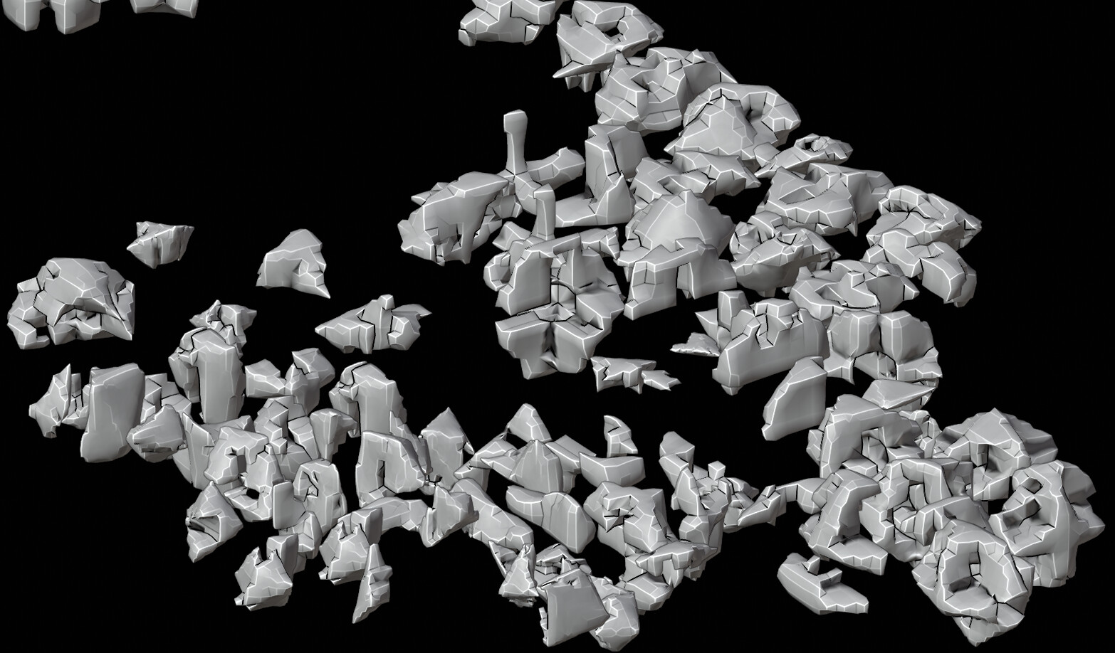 ArtStation - Procedurally generated Fragment Shapes I made in Blender