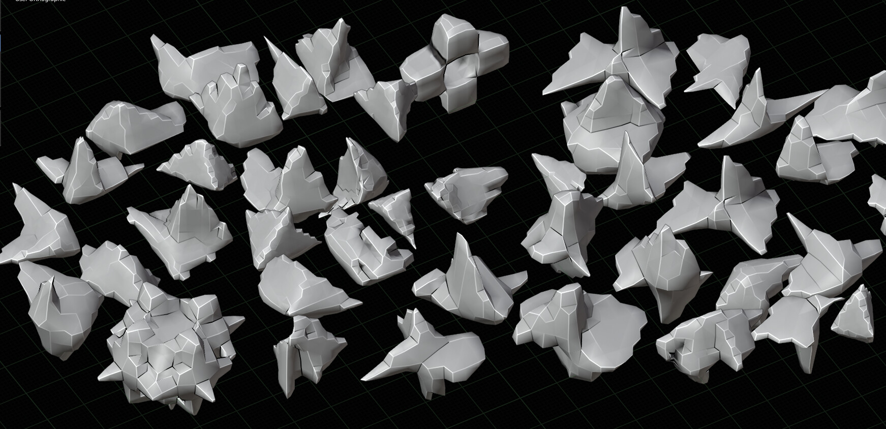 gNightrow _ - Procedurally generated Fragment Shapes I made in Blender