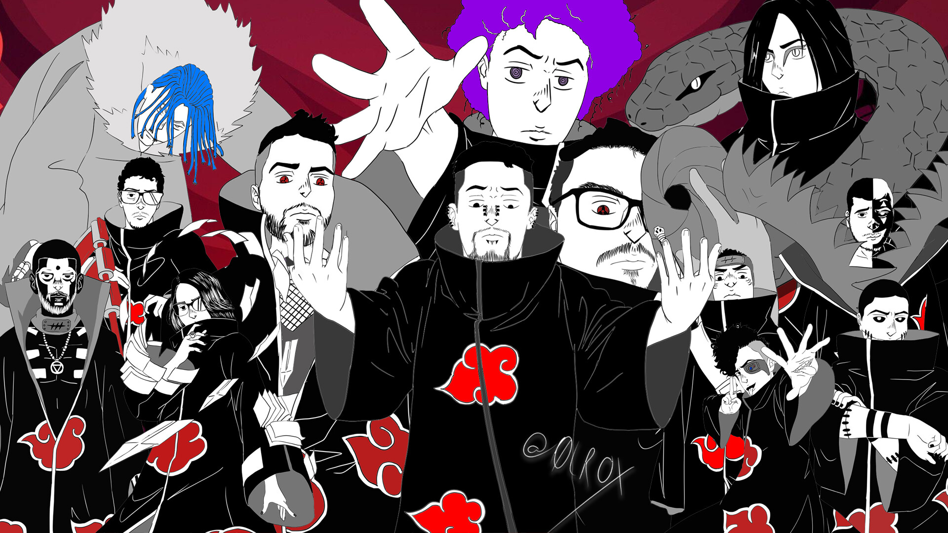 ArtStation - my friends group as akatsuki gang