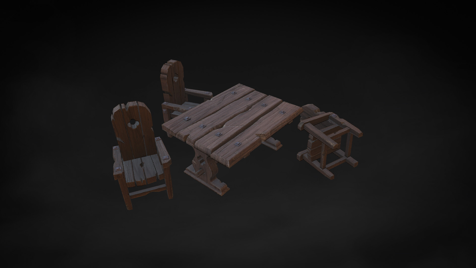 ArtStation - Medieval chair and table