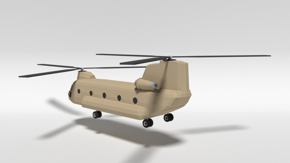 chroma 3D - Low Poly Cartoon Boeing CH-47 Chinook Helicopter