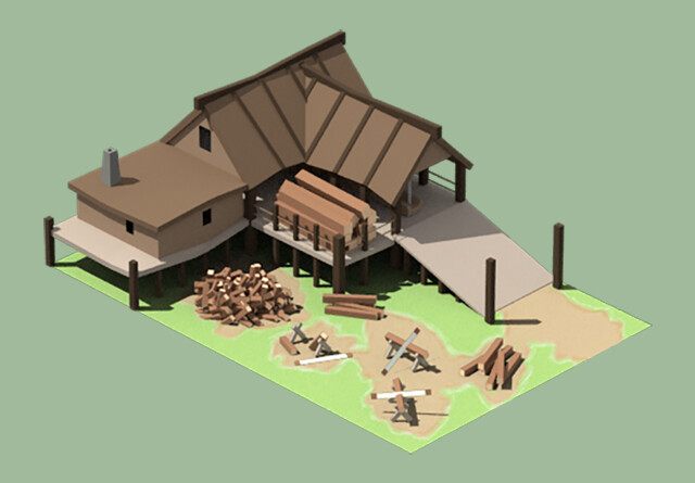 ArtStation - Isometric Sawmill (Low Poly)
