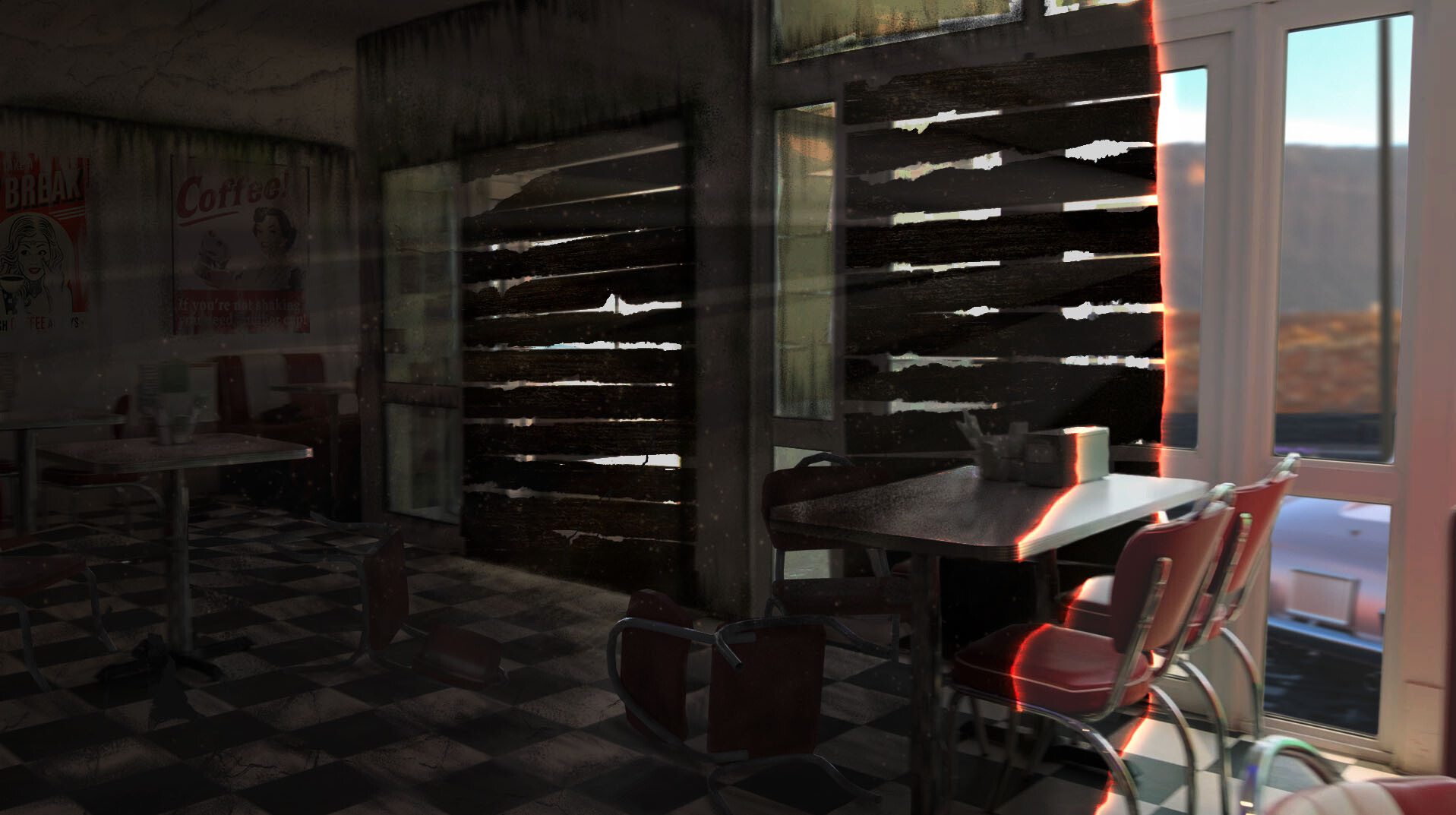 ArtStation - Tom's Diner Destroyed Interior 03