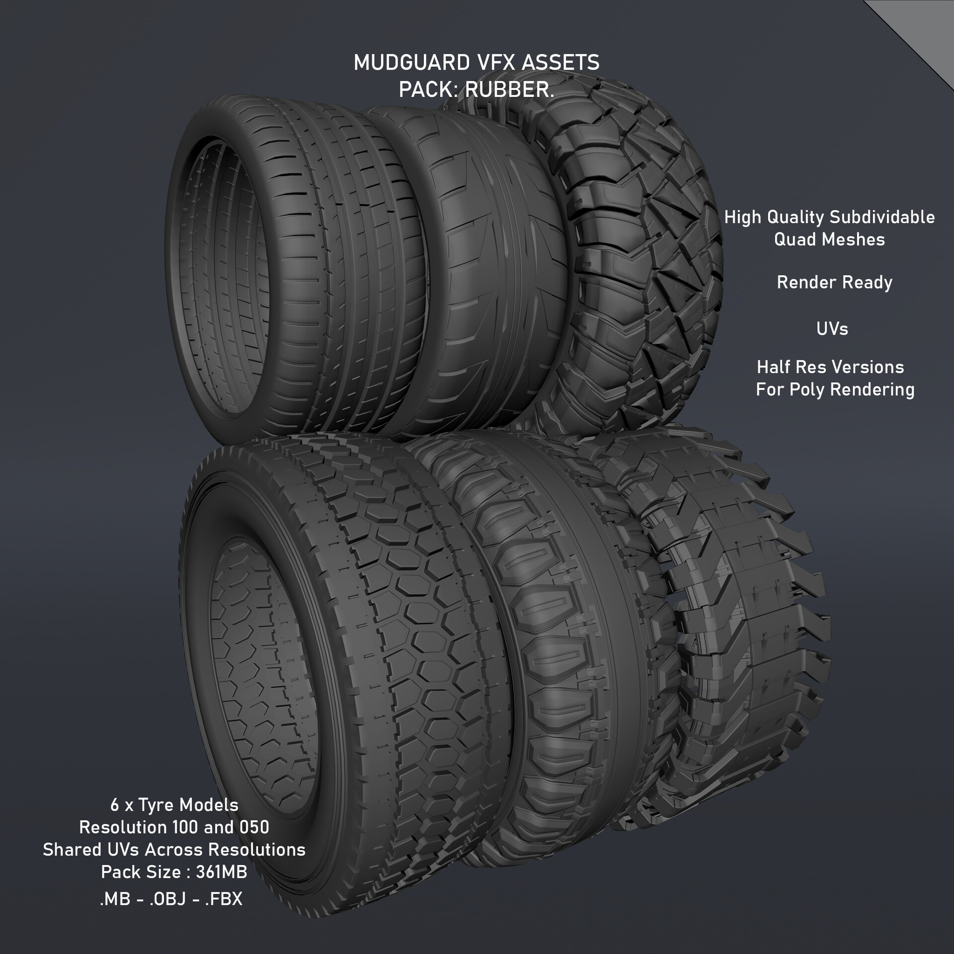 Mudguard Models - Pack: Rubber.