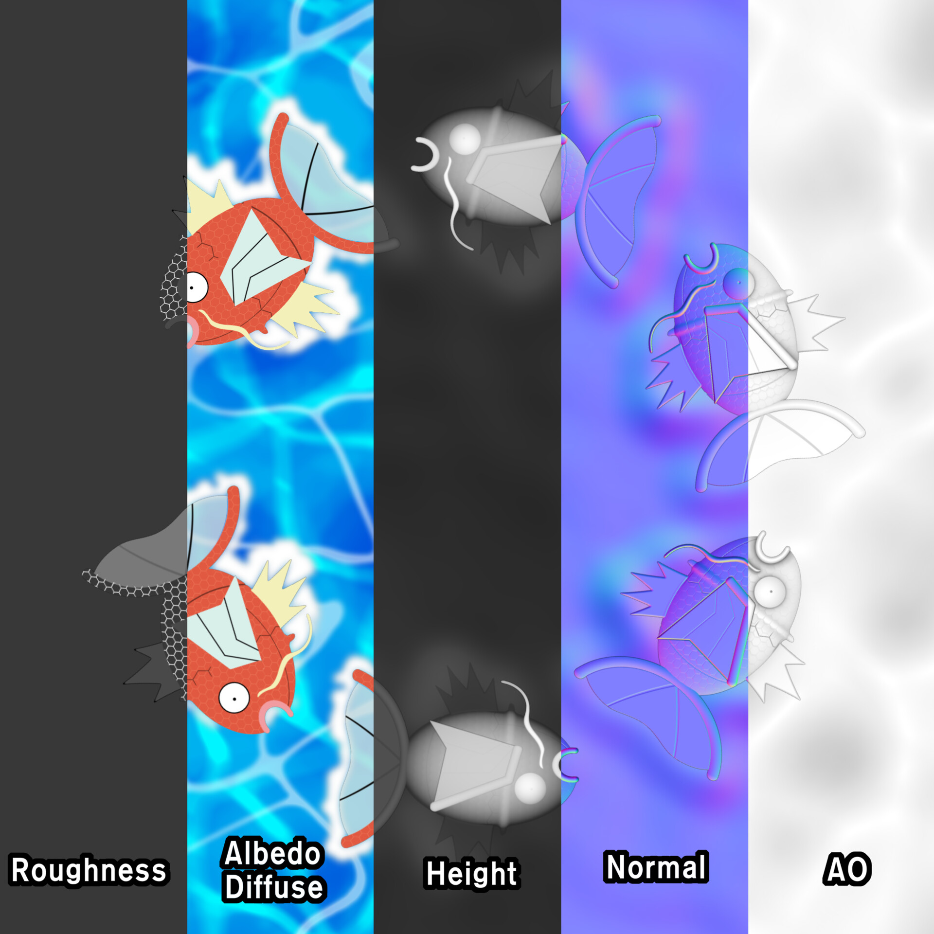 Minchan Kim - [SUBSTANCE DESIGNER Training] Pokemon - Magikarp Fan Art